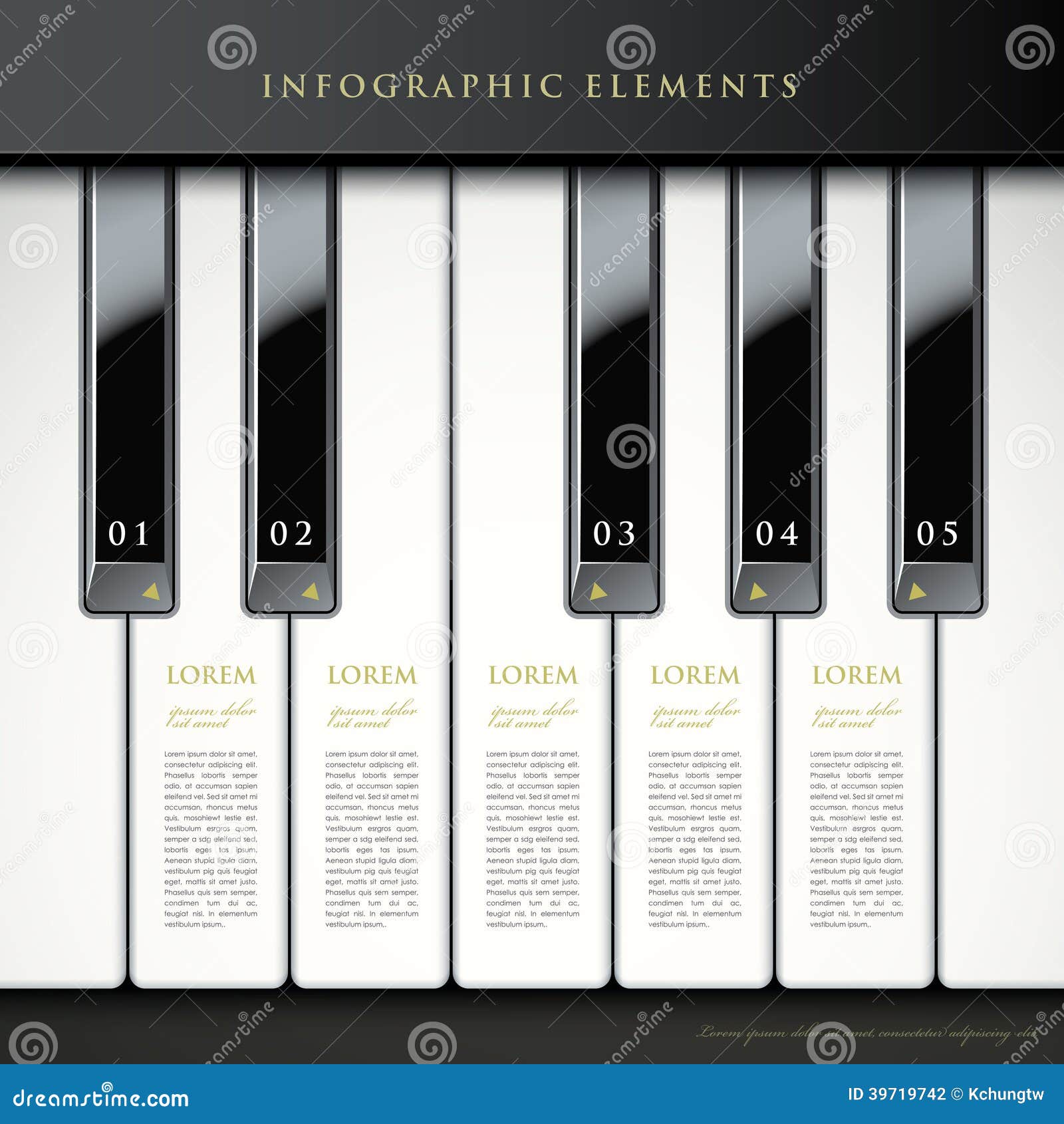 3d Piano Keys Infographic Elements Stock Vector - Illustration of ...