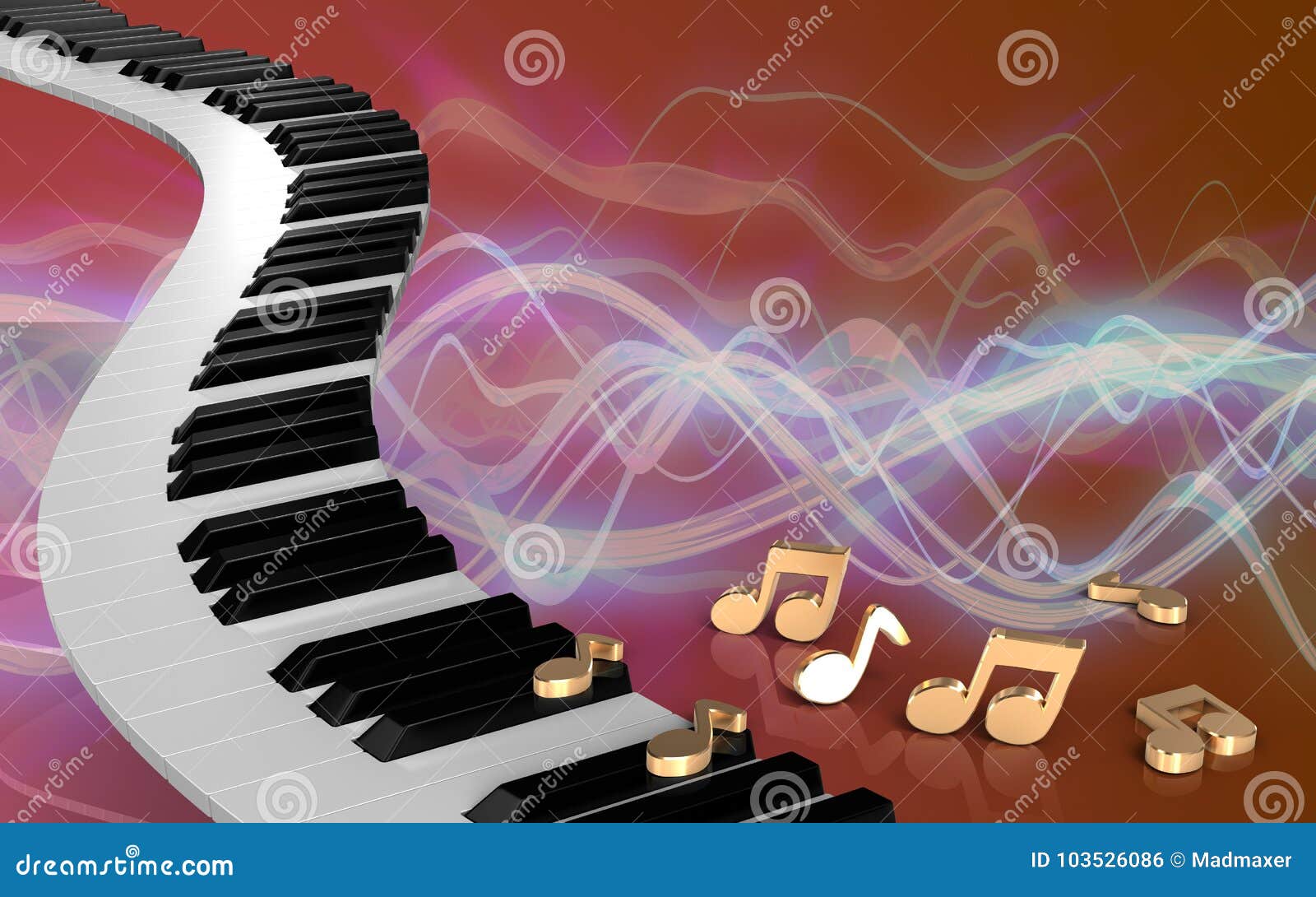 3d piano keys notes stock illustration. Illustration of music - 103526086