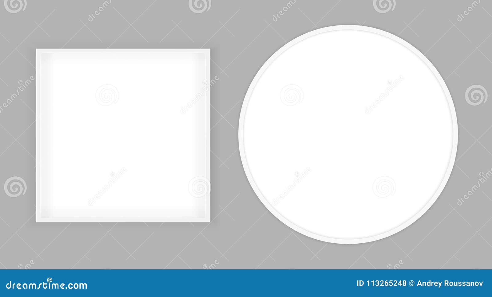 3D Picture Square and Round Frame Design. Realistic Square Round Stock ...
