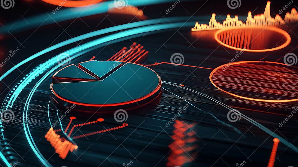 A 3D Pie Chart in a Futuristic Setting Stock Image - Image of ...