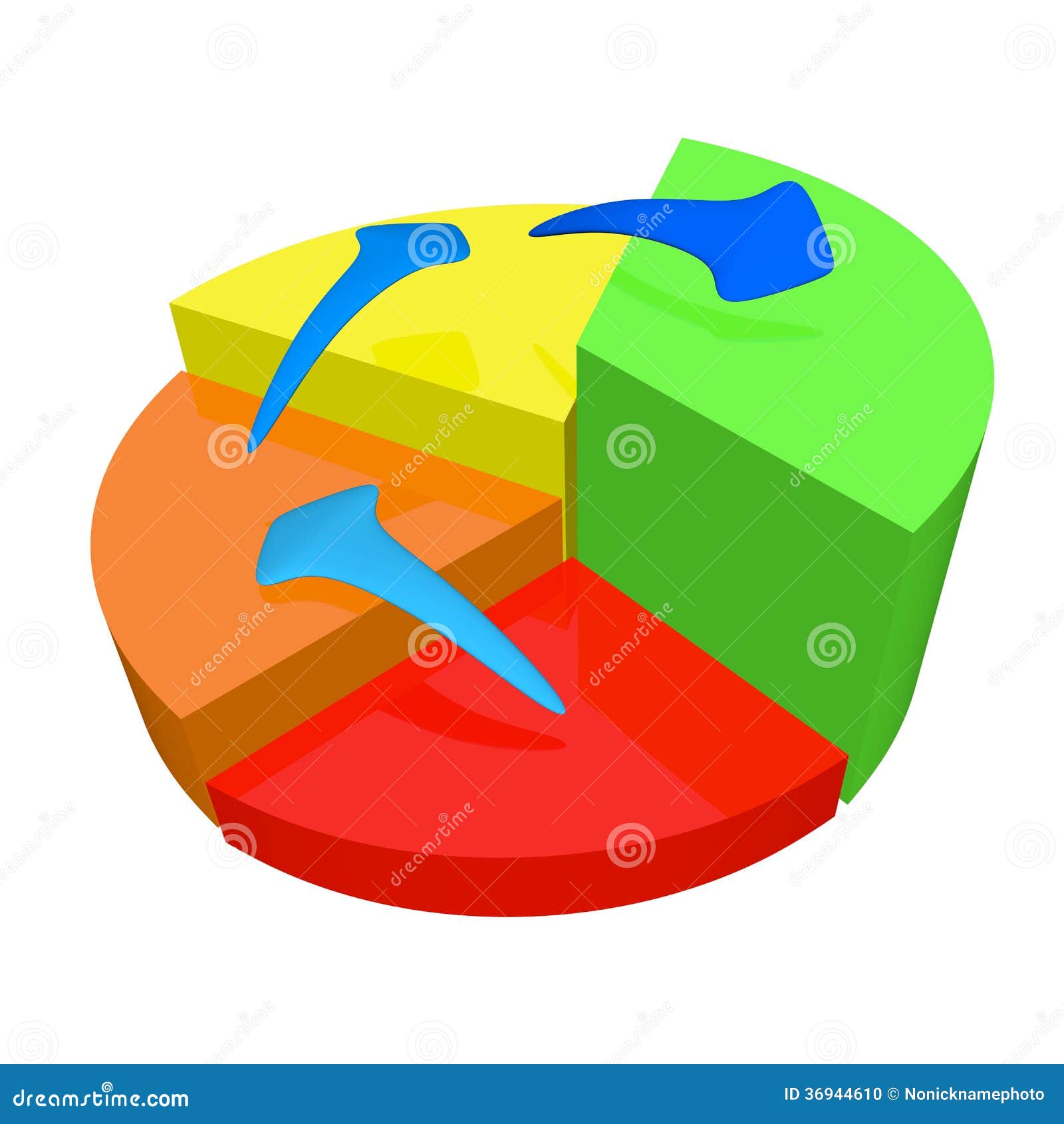 3d pie chart growth arrow stock illustration. Illustration of market ...
