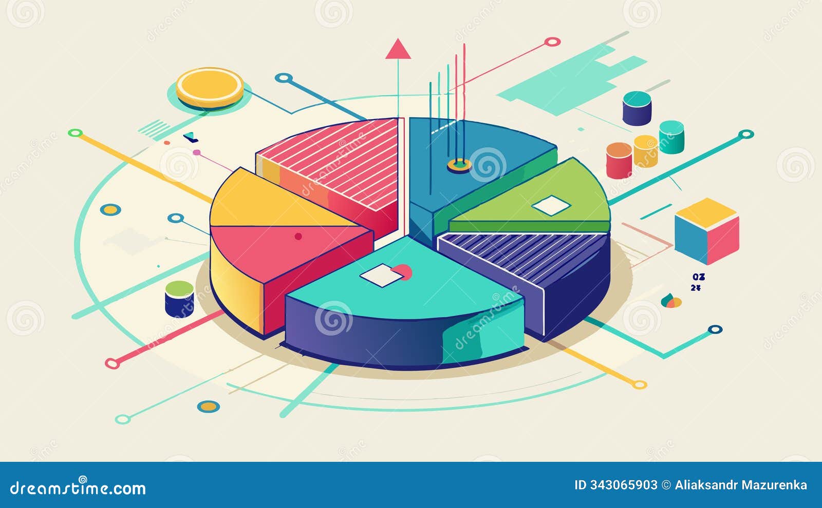 Infographic In The Form Of Wave Consisting Of 3 Segments And 15 Parts ...
