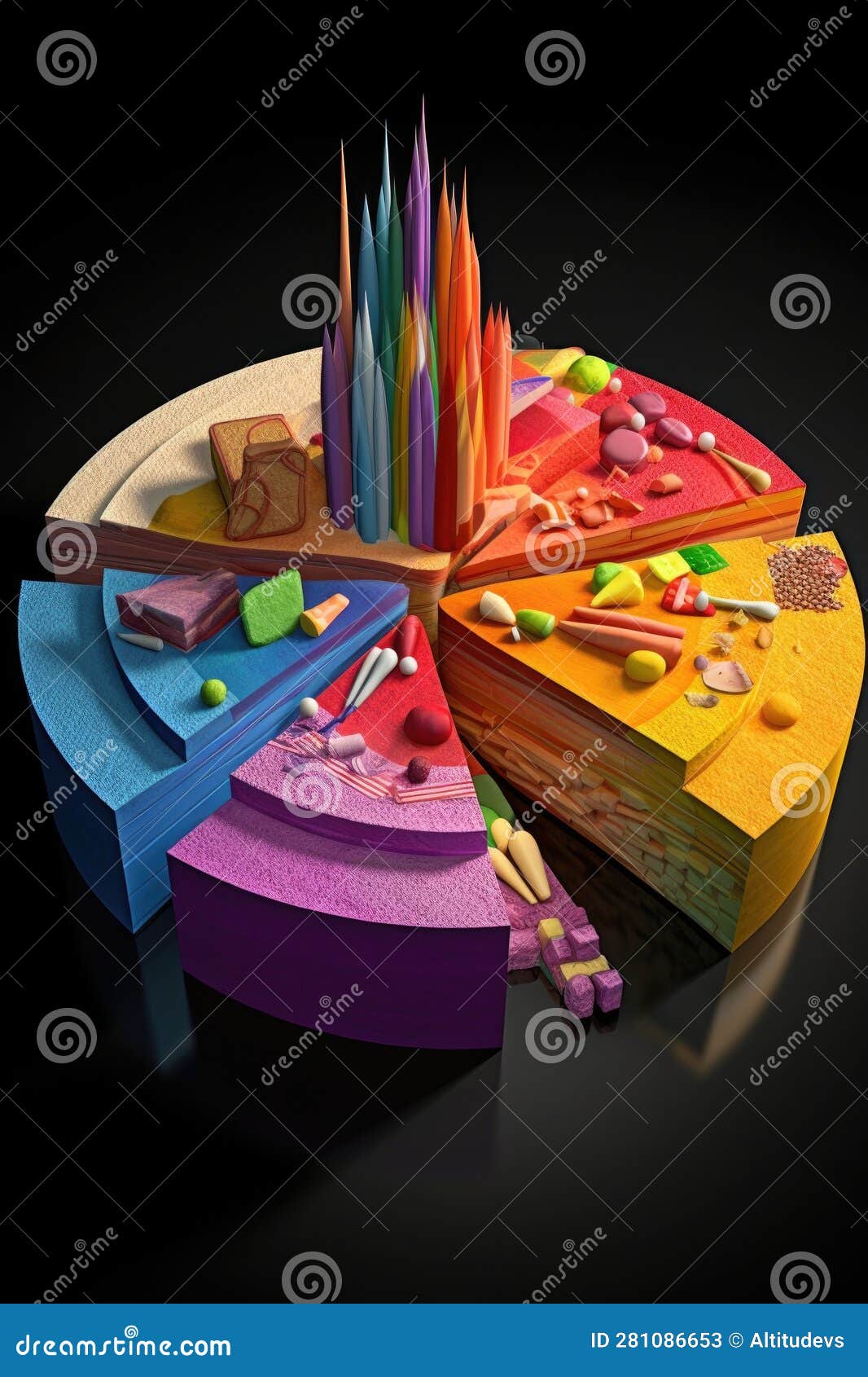 3d Pie Chart with Various Profit Margins Stock Illustration ...