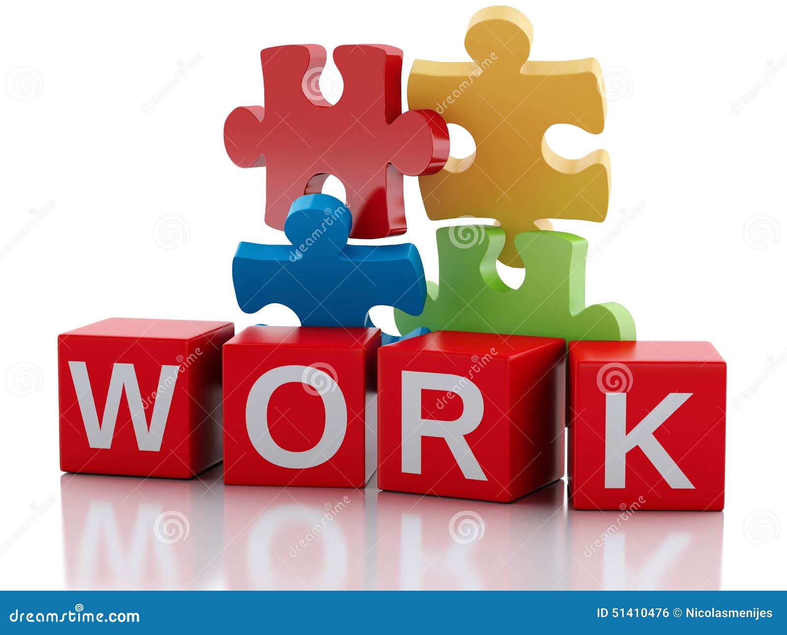 3d Pieces of Puzzle. Work Concept Stock Illustration - Illustration of ...