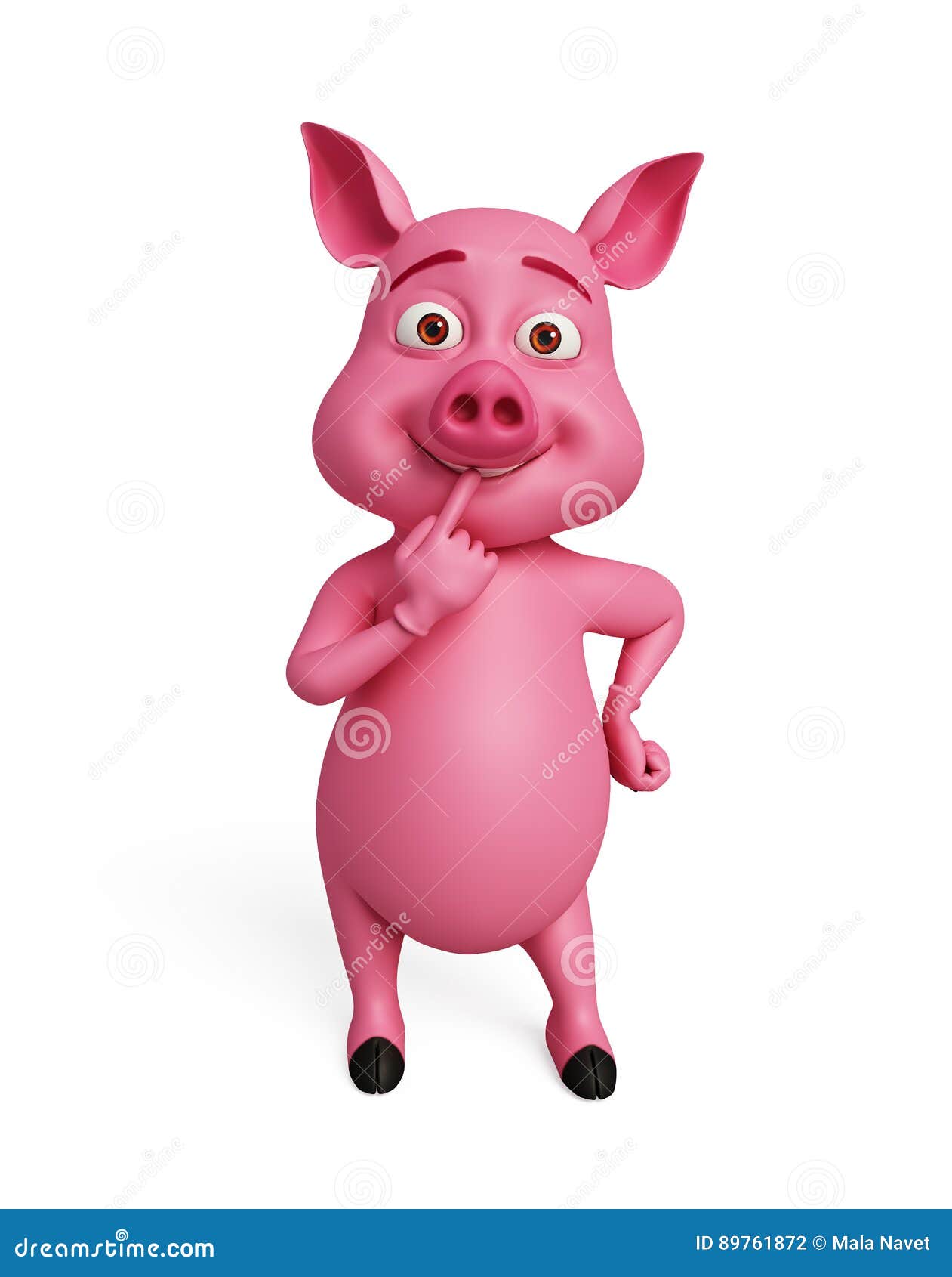 3d Pig is thinking. stock illustration. Illustration of board - 89761872