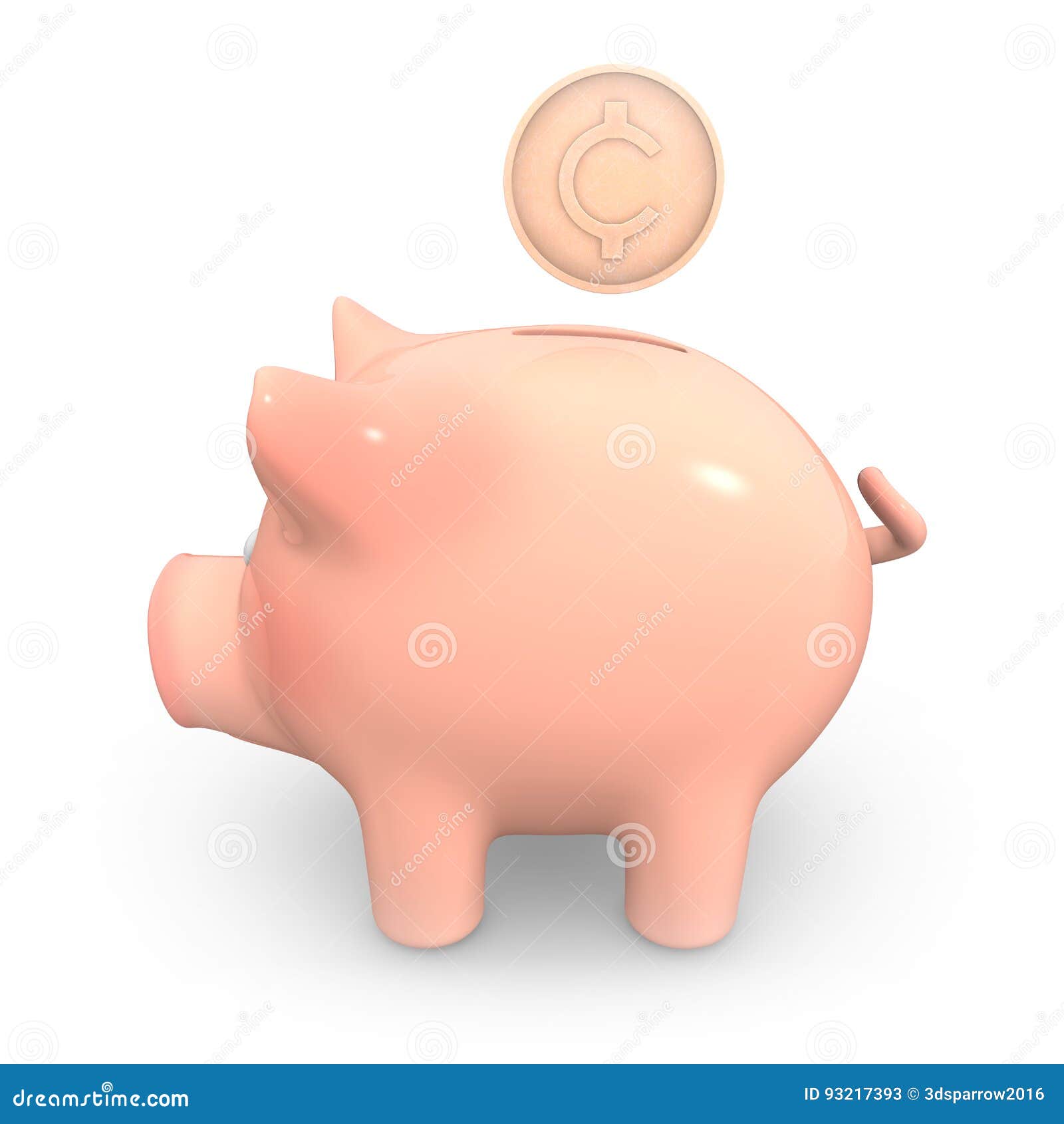 3d Piggy Bank and Cent Coin. Stock Illustration - Illustration of ...
