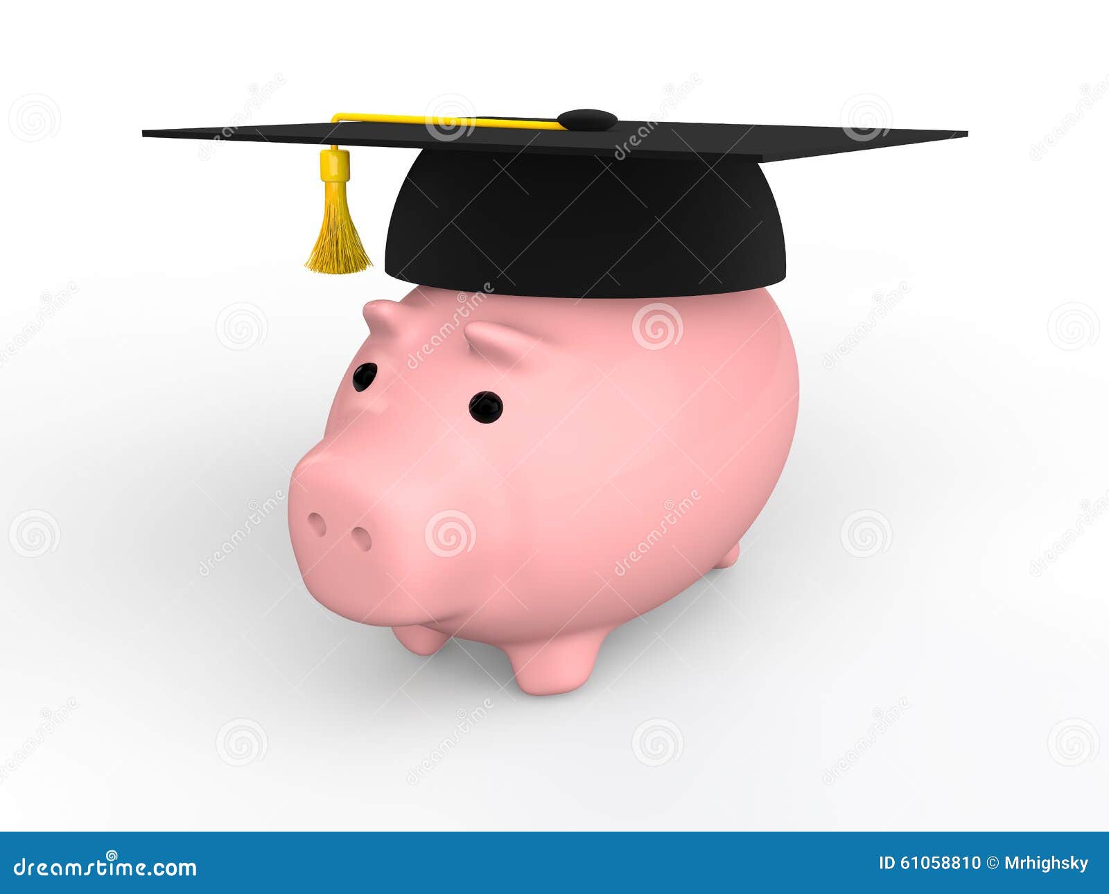 3d Piggy Bank with Graduation Hat Stock Illustration - Illustration of ...