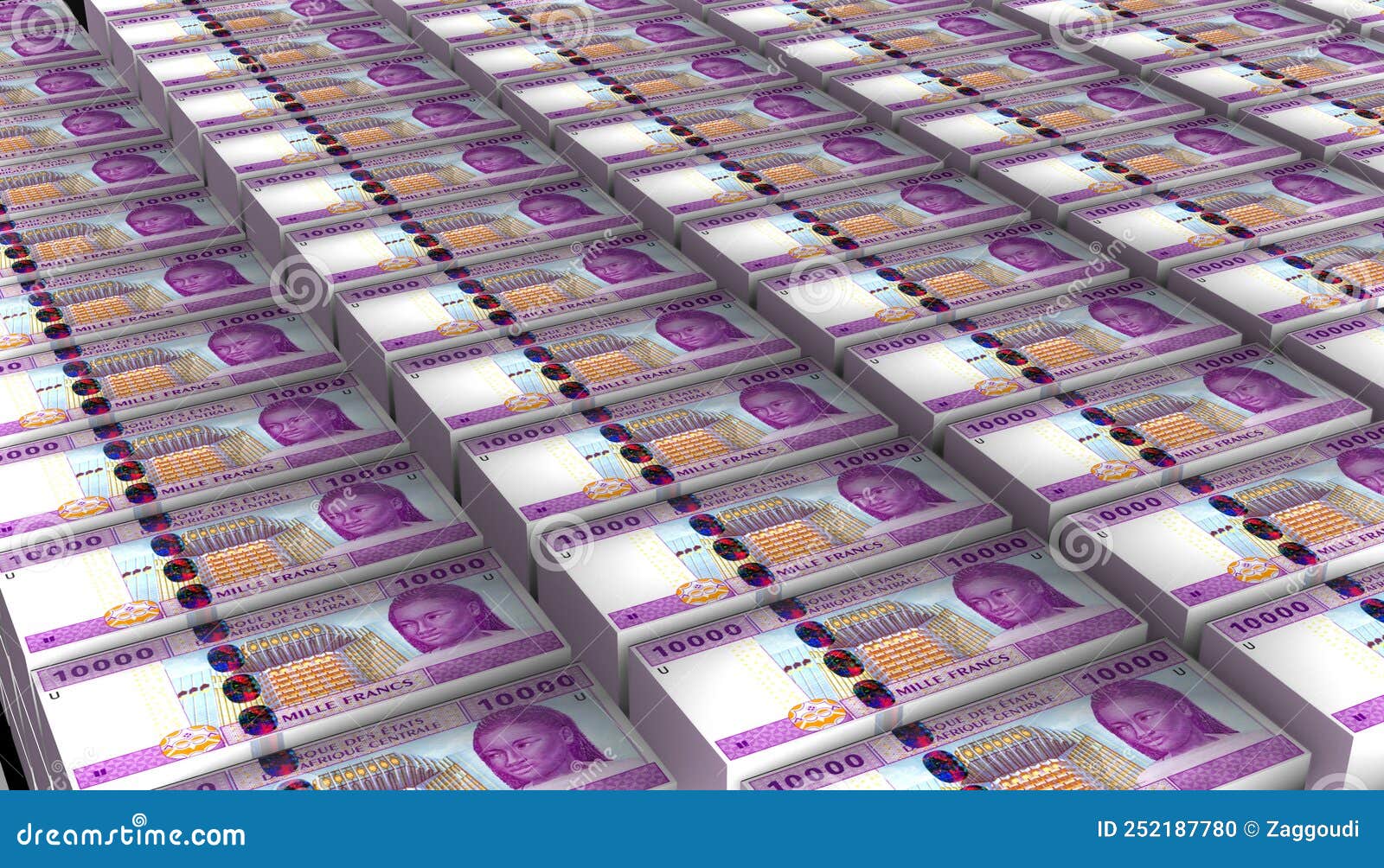 3D Pile Of Central African 1000 CFA Money Banknote Royalty-Free Stock ...