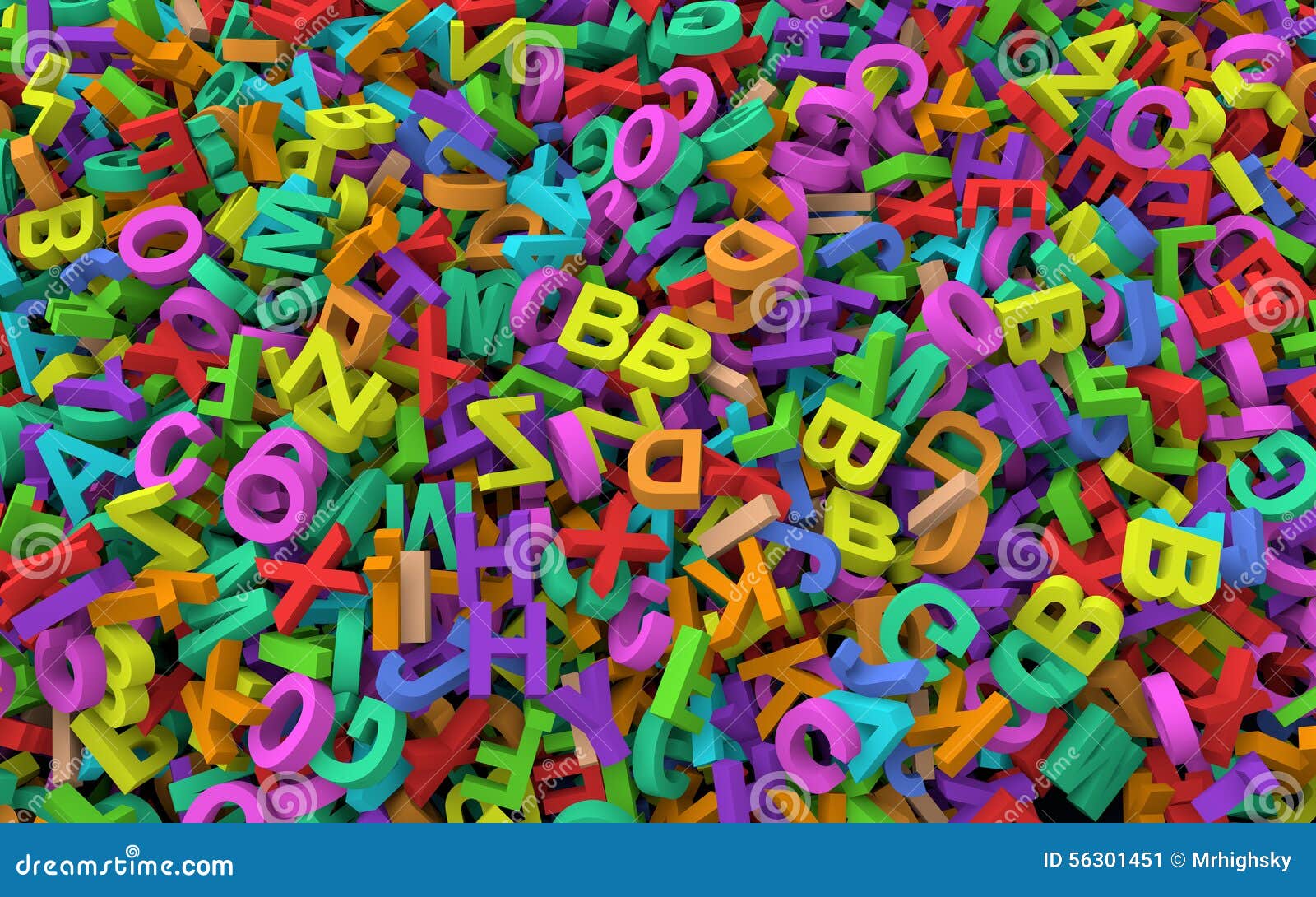 3d Pile of Colorful Alphabets Stock Illustration - Illustration of ...