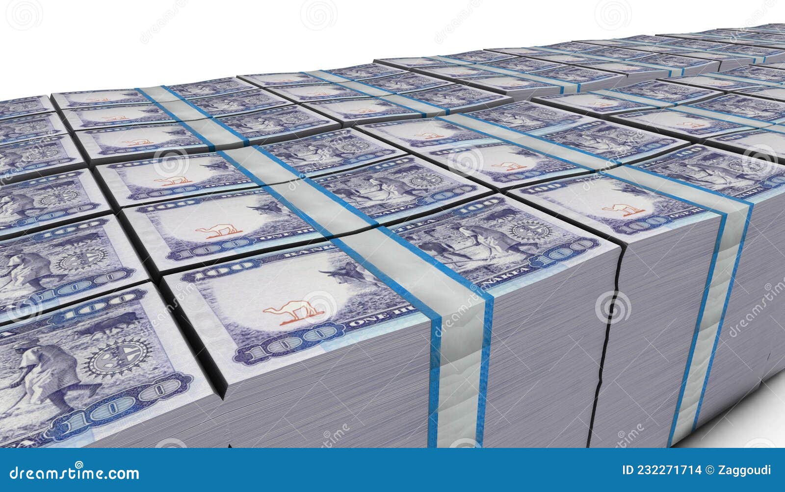 3D Pile of 100 Eritrea Nakfa Money Banknote Stock Illustration ...