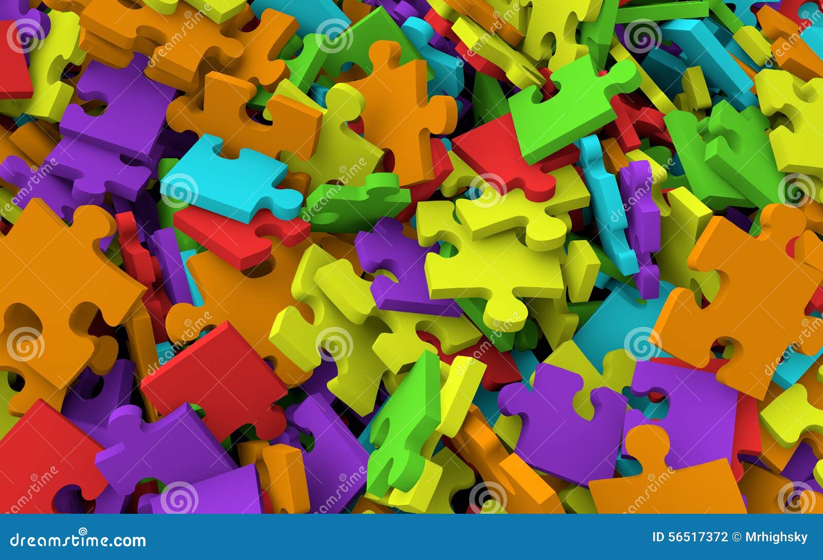 3D Pile of Jigsaw Puzzle Pieces Stock Illustration - Illustration of ...