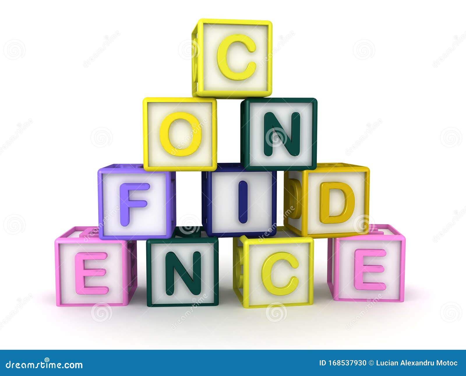 3D Pile of of Letters Saying CONFIDENCE Stock Illustration ...
