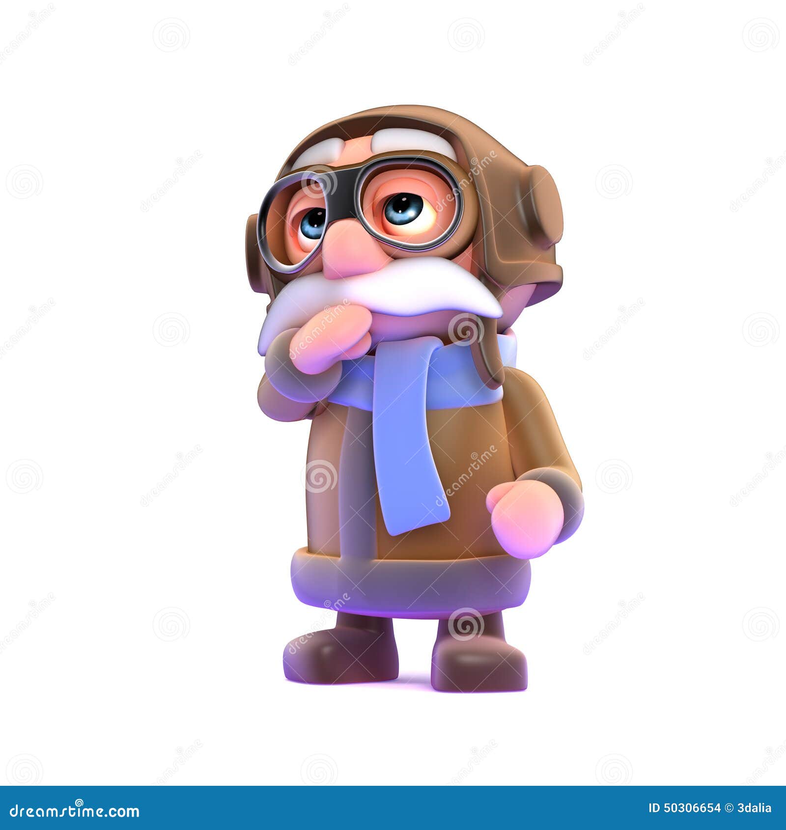 3d Pilot is thinking stock illustration. Illustration of travel - 50306654