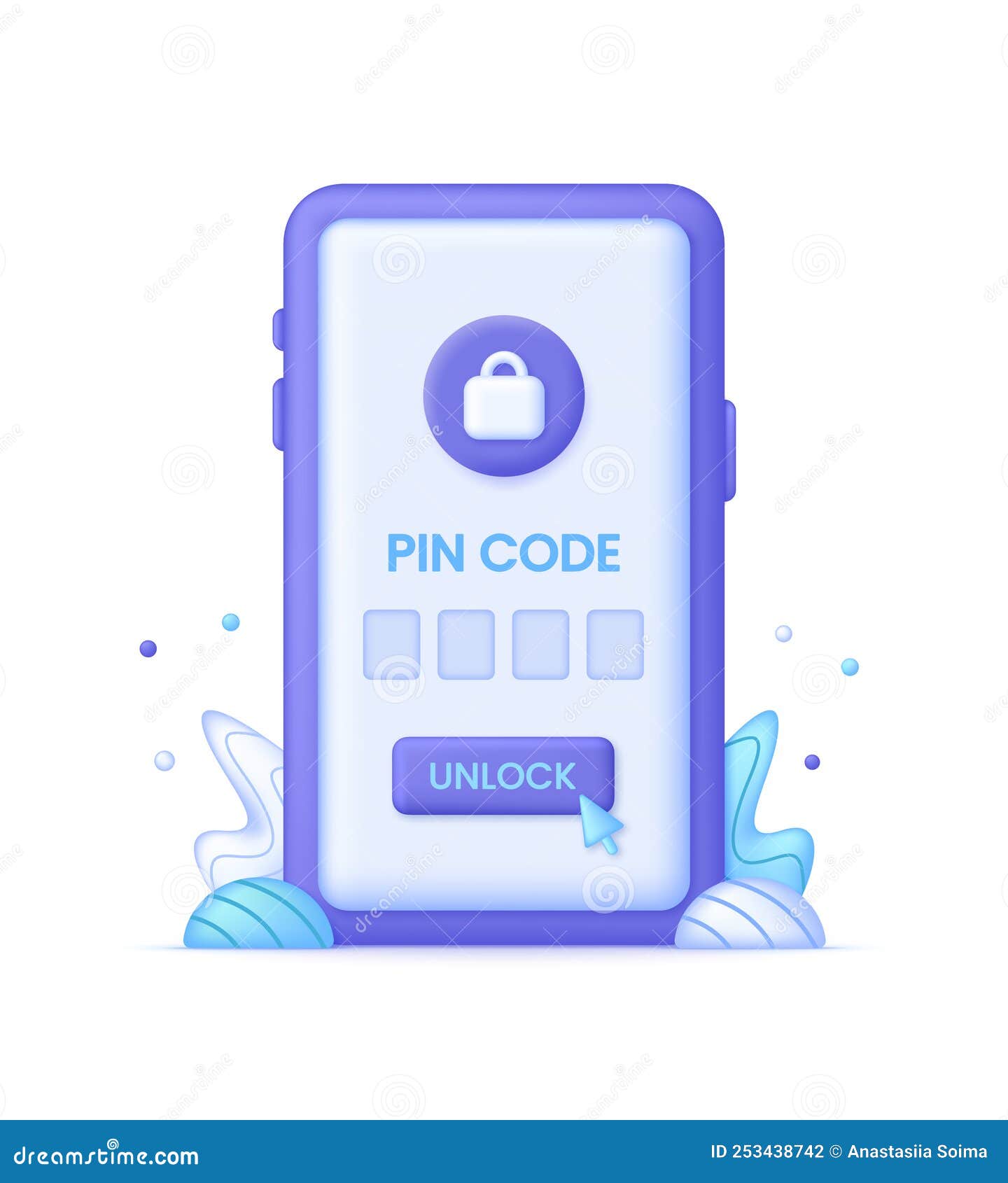 3d Pin Code To Unlock Password Screen Illustration Verification Pin Code Security Code Message
