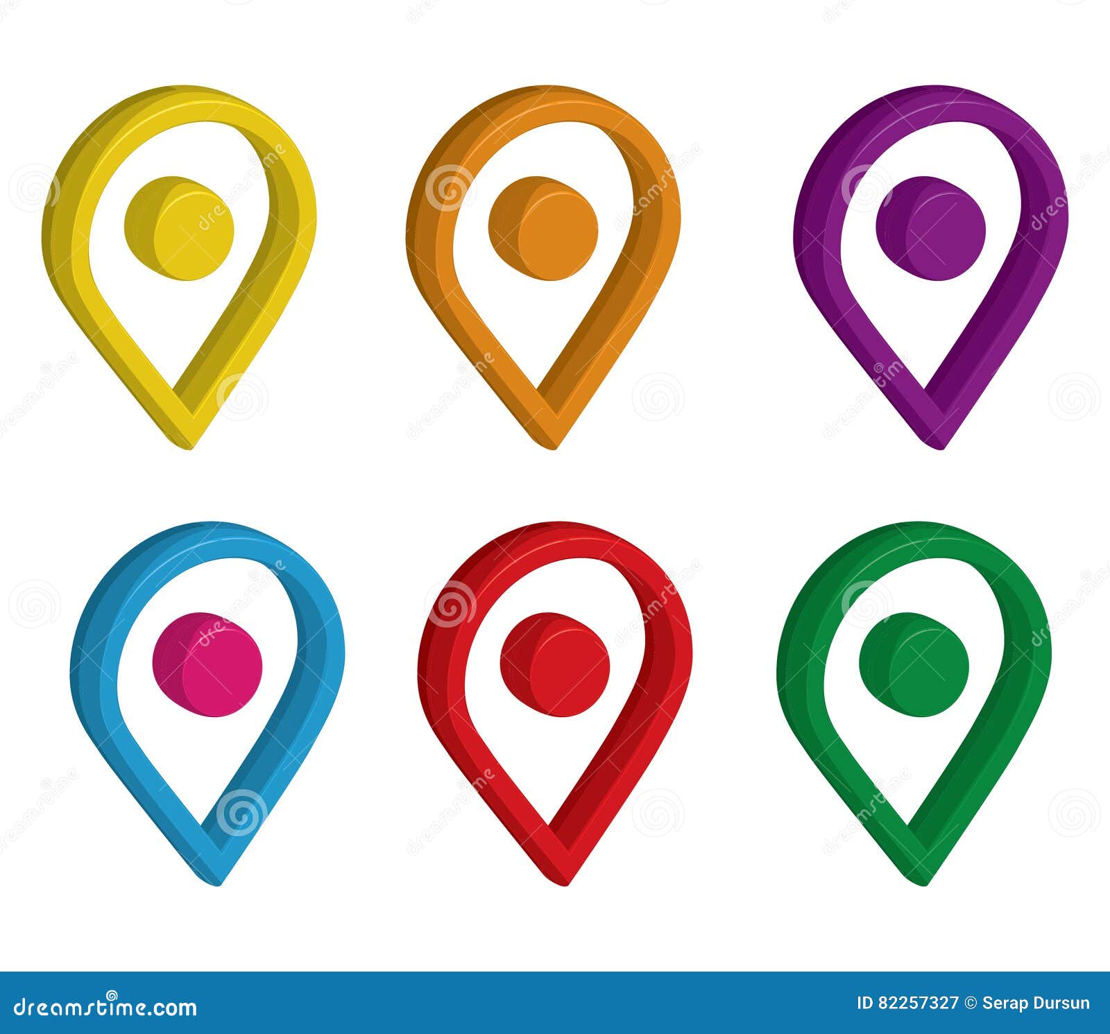 3D Pin Icon Set stock vector. Illustration of button - 82257327