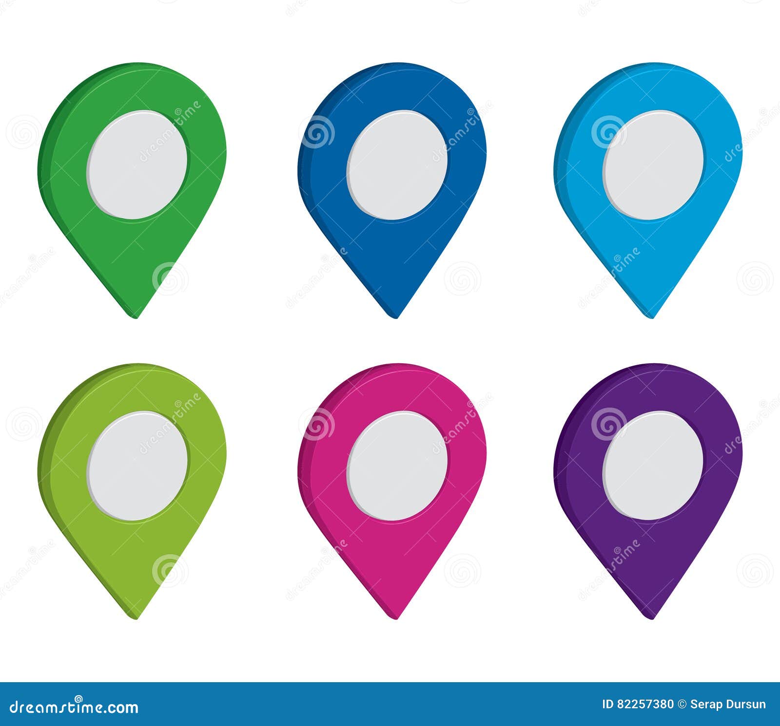 3D Pin Icon Set stock vector. Illustration of digital - 82257380