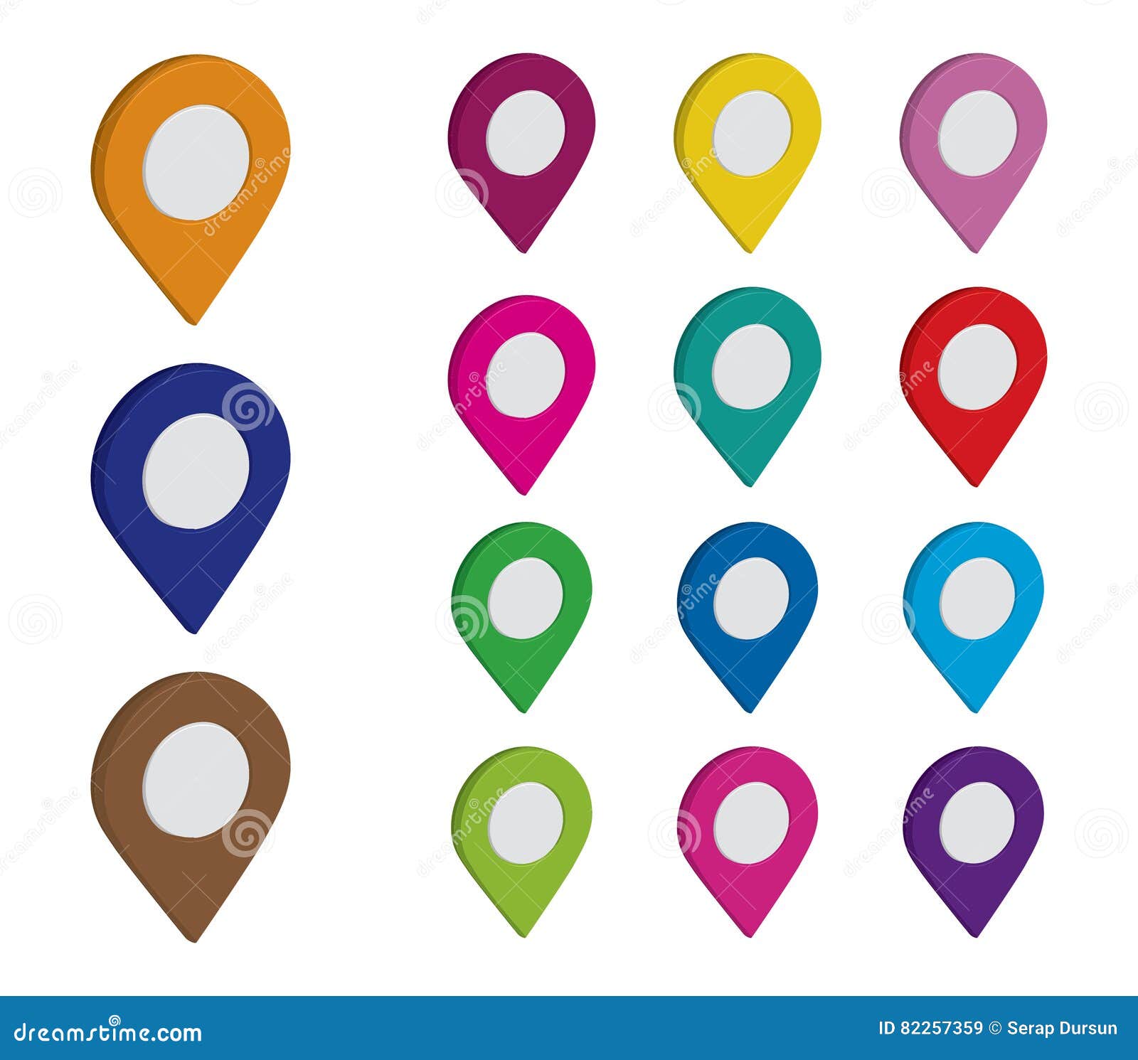 3D Pin Icon Set stock vector. Illustration of isolated - 82257359