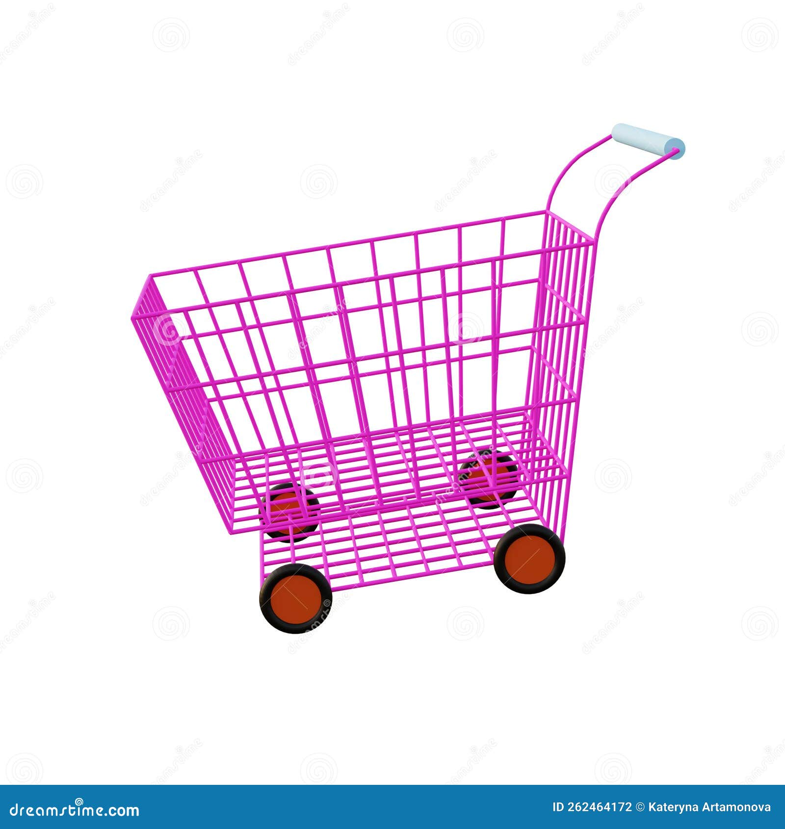 3D Pink Cart Shopping. Isolated on White Background. Design Element ...
