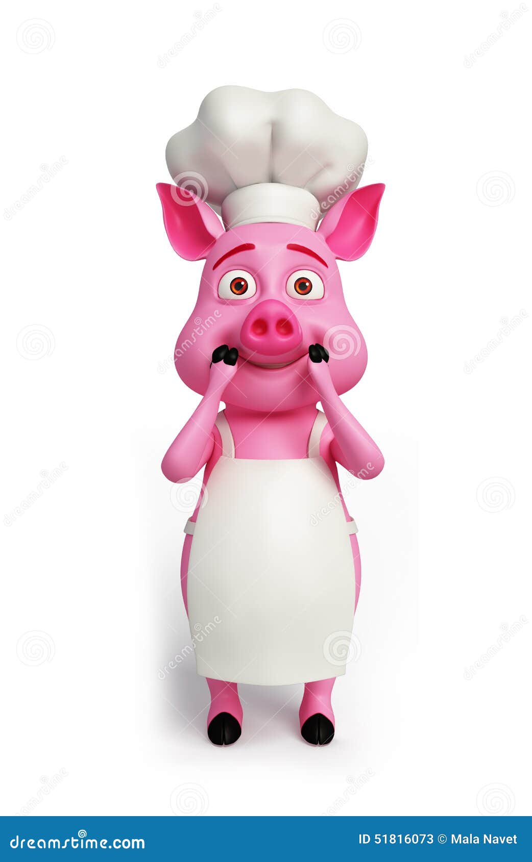 3d Pink chef with surprise stock illustration. Illustration of smile ...