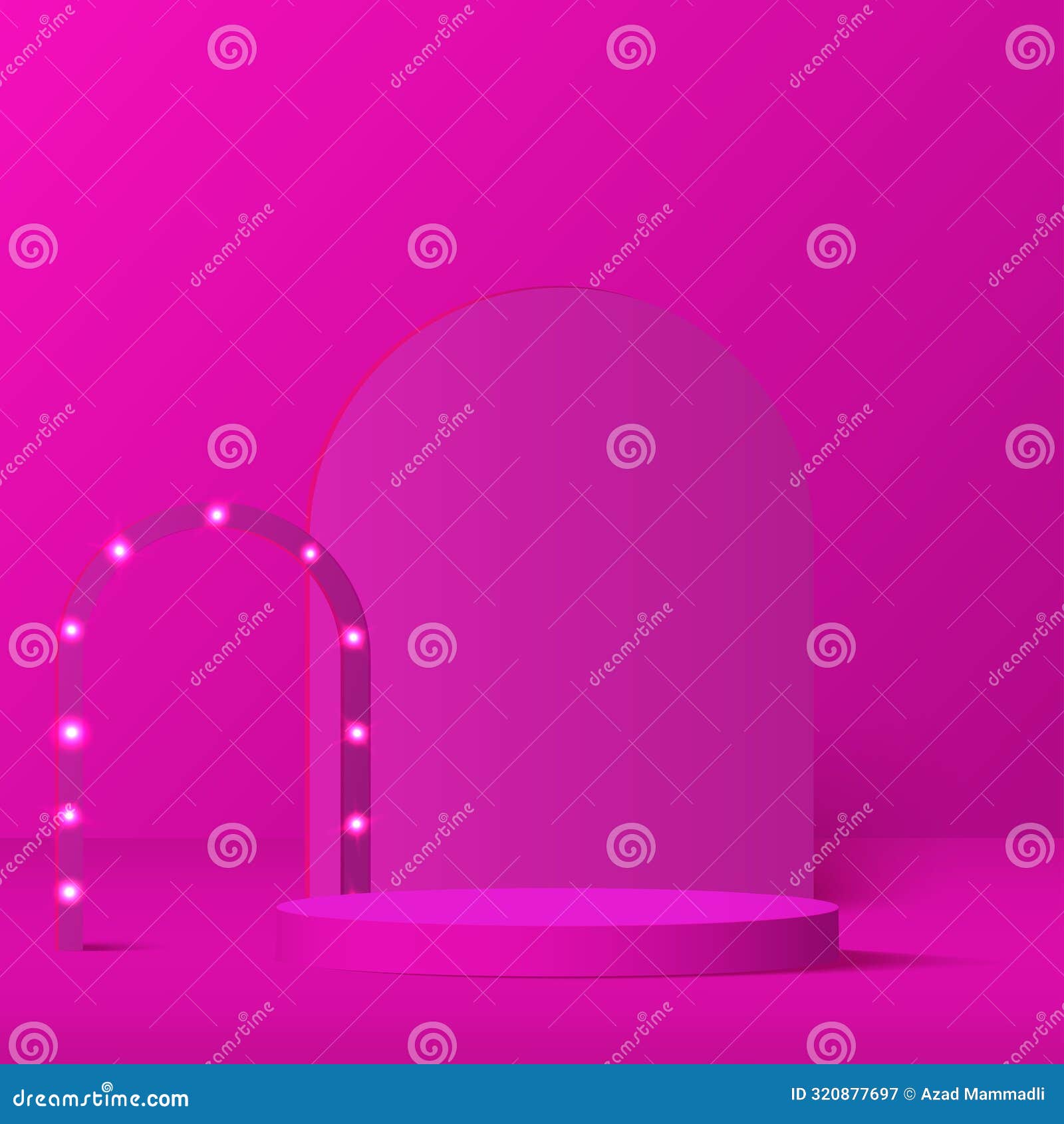 3d Pink Color Podium with Lighting and Minimal Pink Wall Scene Vector ...