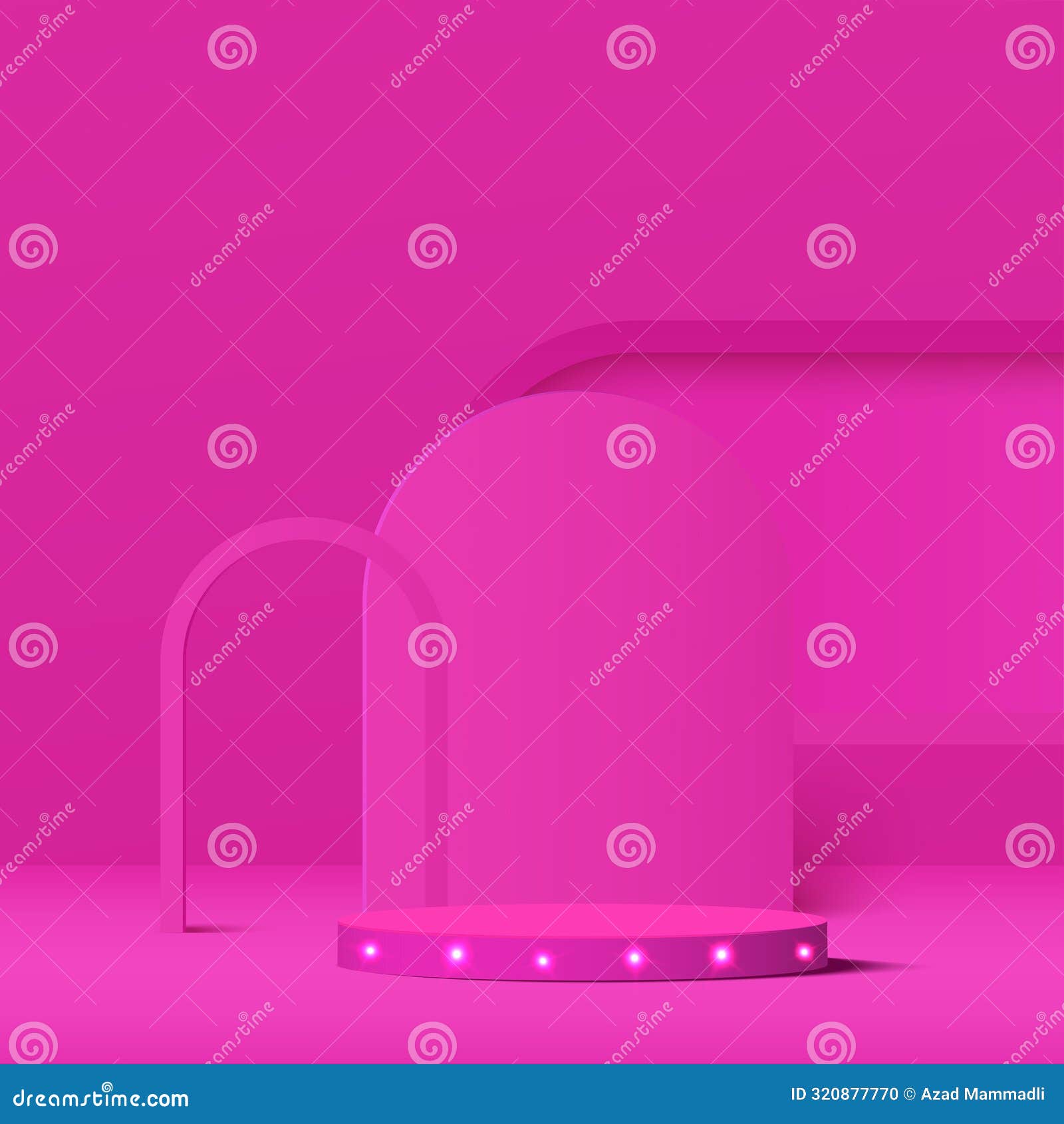 3d Pink Color Podium with Lighting and Minimal Pink Wall Scene Vector ...