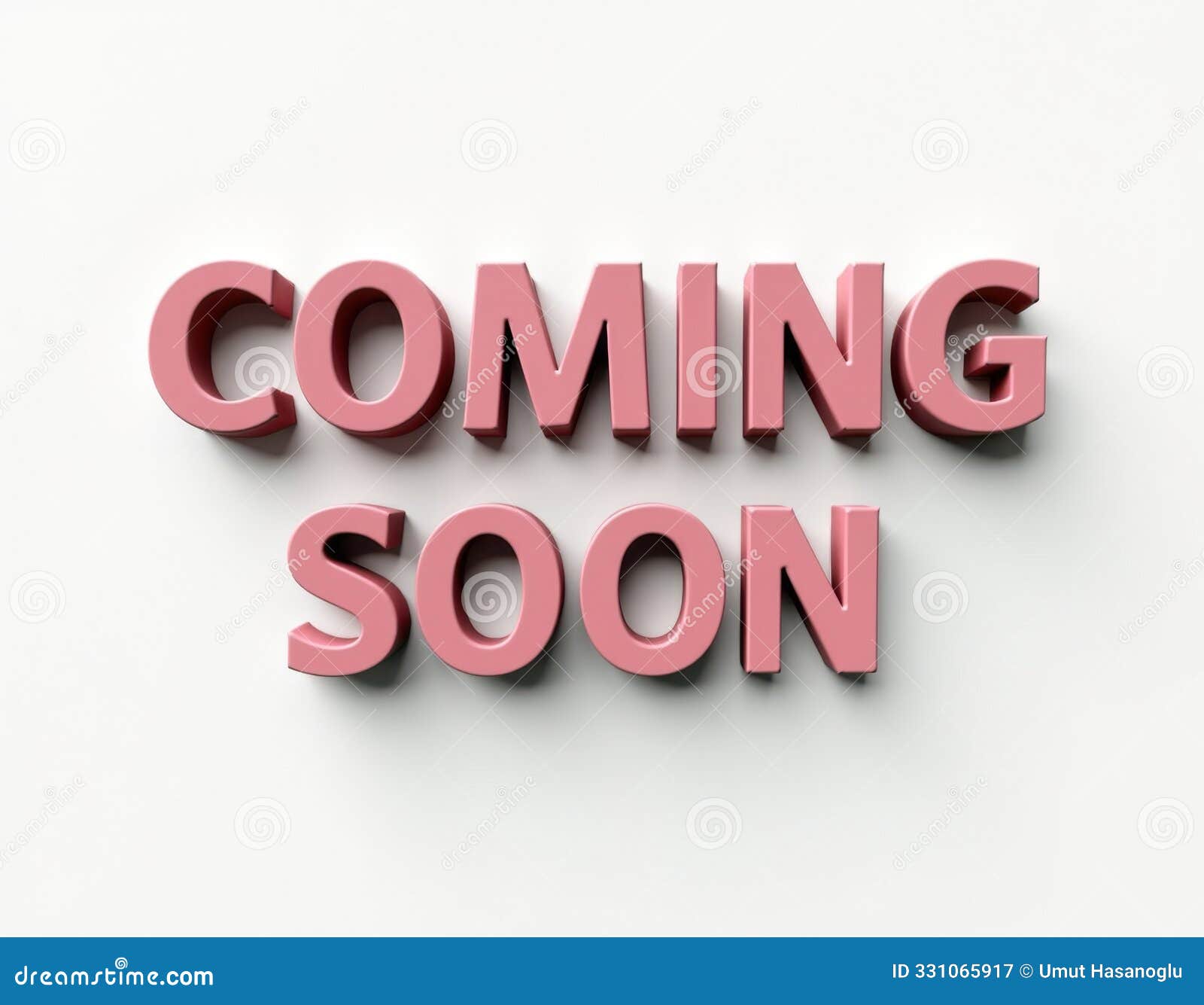 3D Pink Coming Soon Text on a White Background. Stock Illustration ...