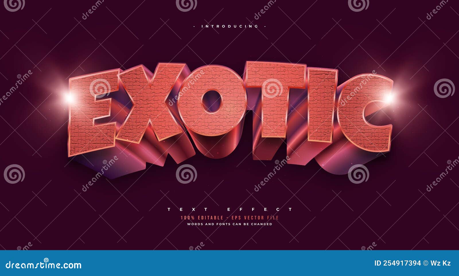 3D Pink Exotic Text Effect. Editable Exotic Text Style with Texture Effect Stock Vector ...