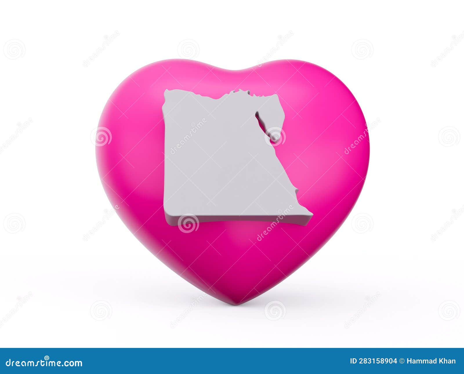 3d Pink Heart with 3d White Map of Egypt Isolated on White Background ...