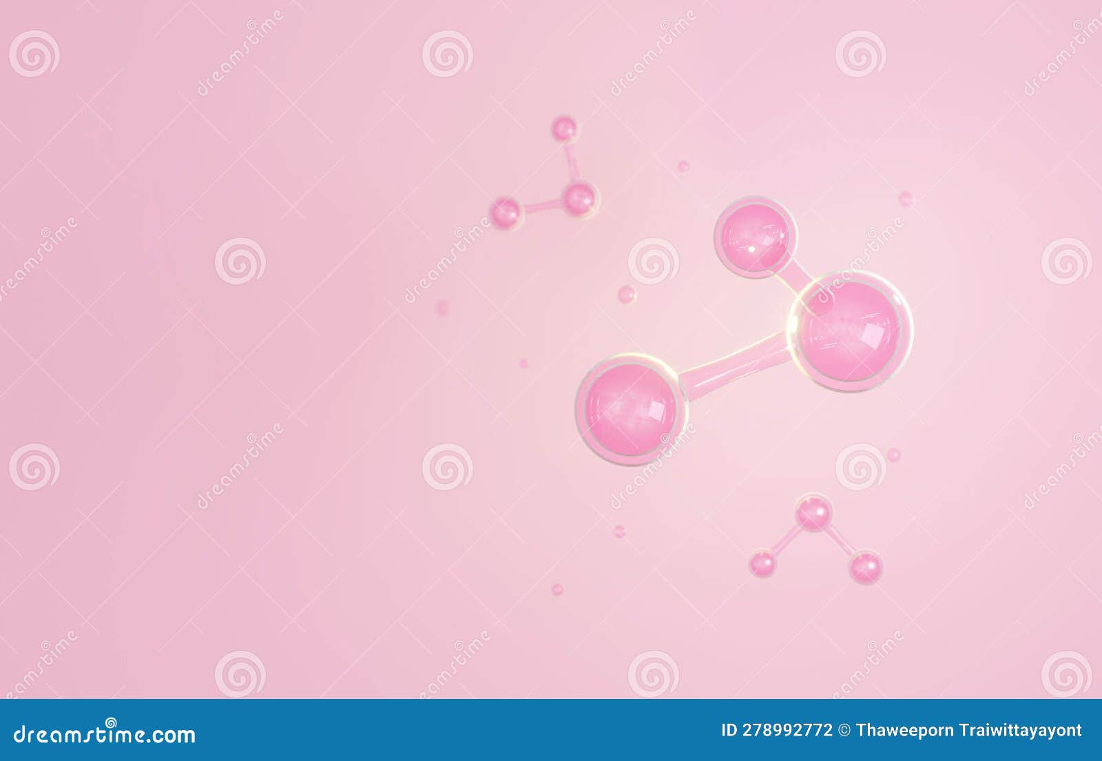 3D Pink Molecule or Atom Floating in Air on Light Pink Background ...