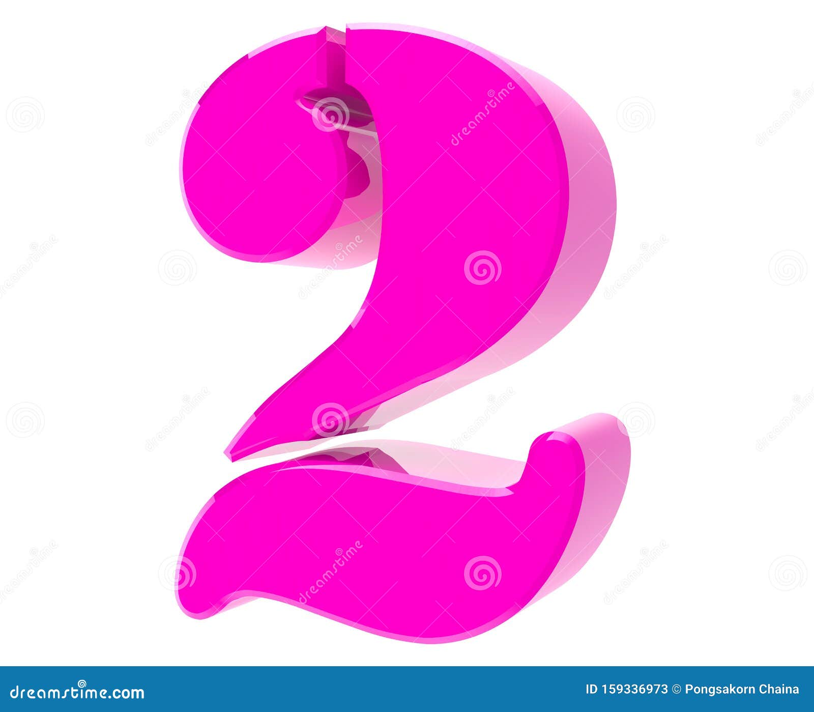 3d Pink Number 2 Isolated on White Background 3d Rendering Stock ...