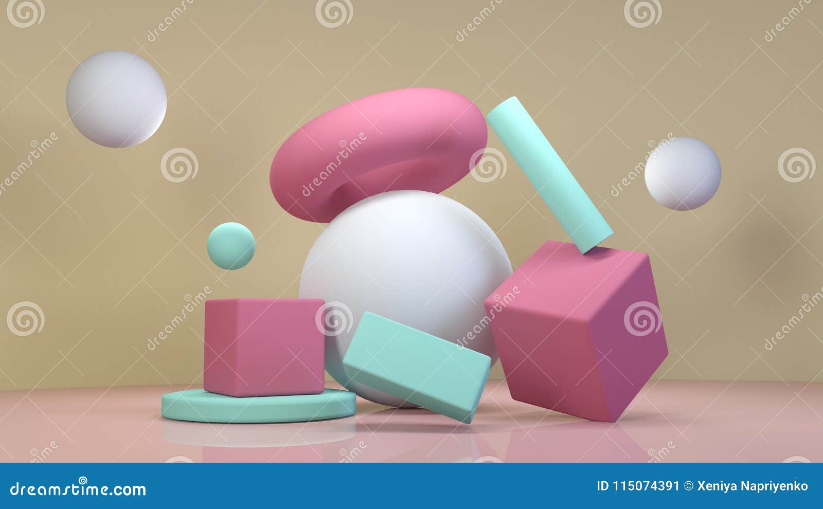 3d Pink Orange Corner Scene Abstract Minimal Geometric Background Stock ...