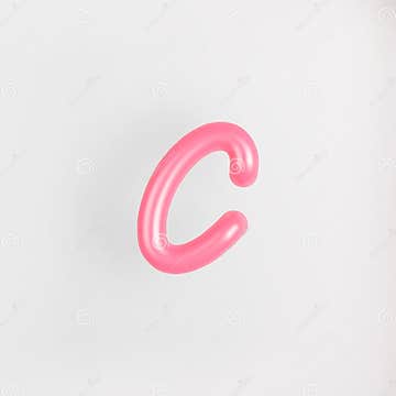 3D Pink Script Lowercase Letter C on Light Background. Cute Cursive ...