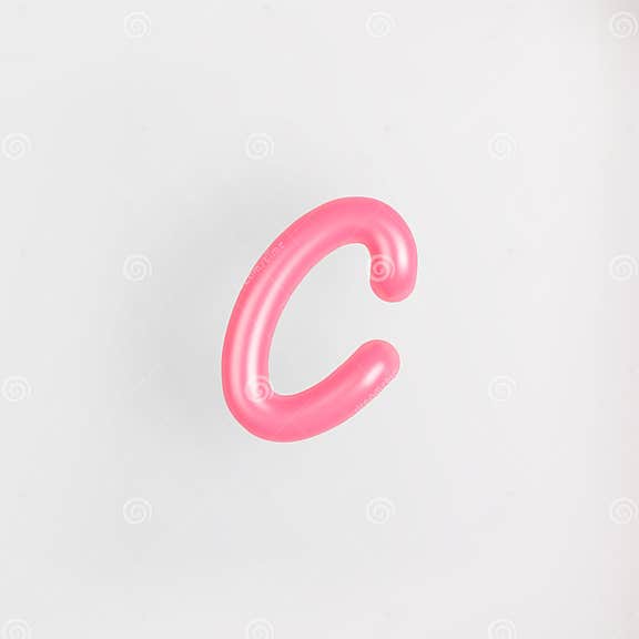 3D Pink Script Lowercase Letter C on Light Background. Cute Cursive ...