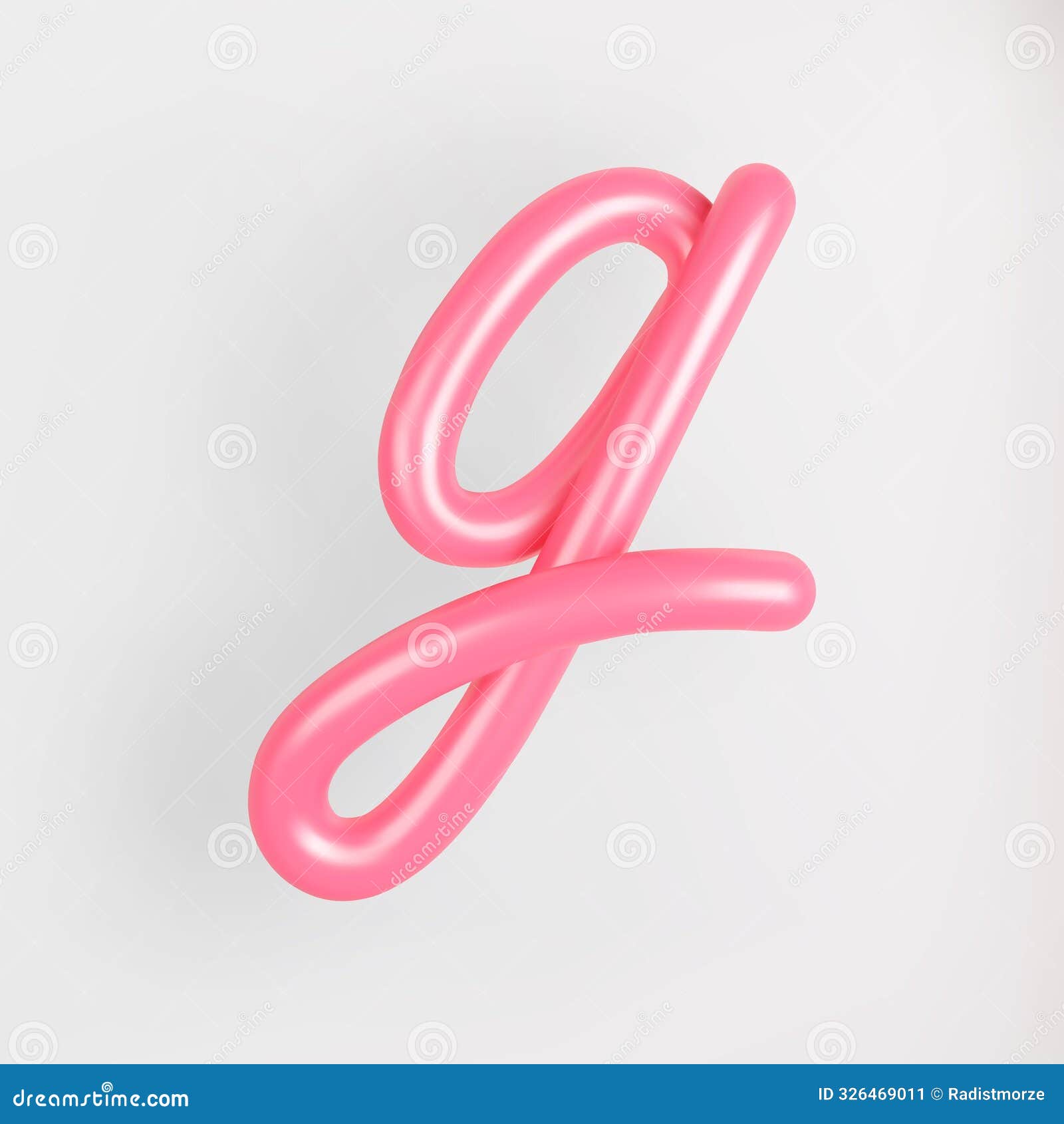 3D Pink Script Lowercase Letter G on Light Background. Cute Cursive ...