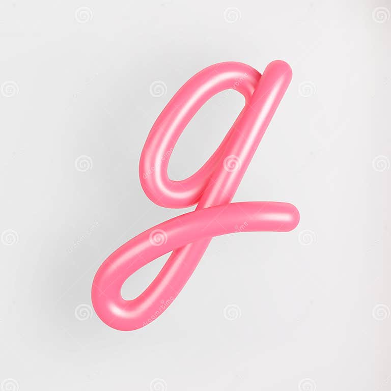 3D Pink Script Lowercase Letter G on Light Background. Cute Cursive ...