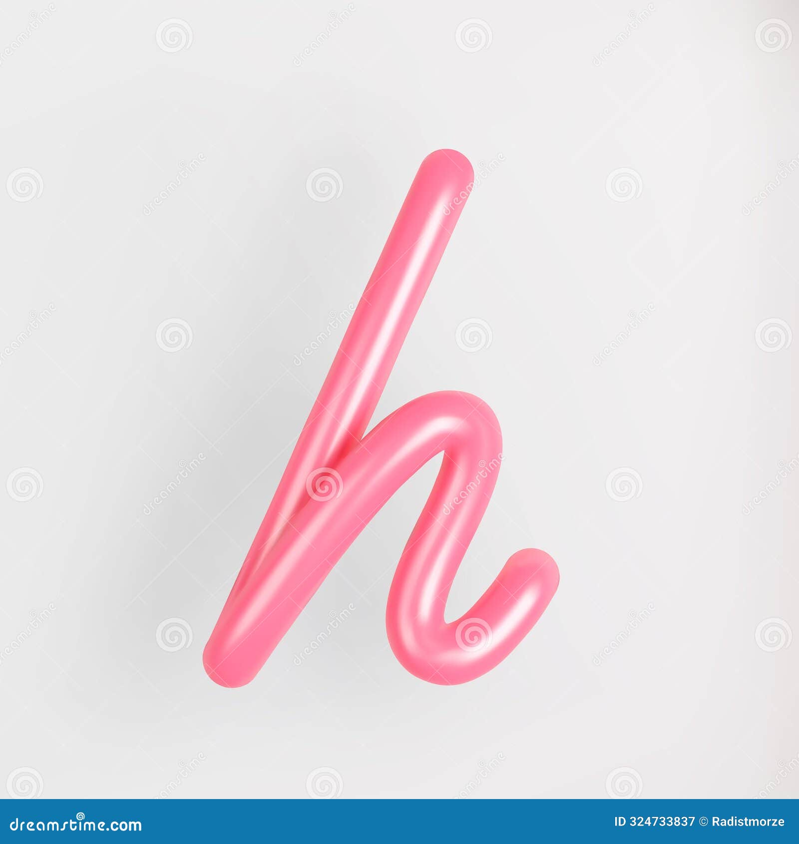 3D Pink Script Lowercase Letter H on Light Background. Cute Cursive ...