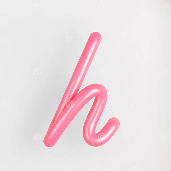 3D Pink Script Lowercase Letter H on Light Background. Cute Cursive ...