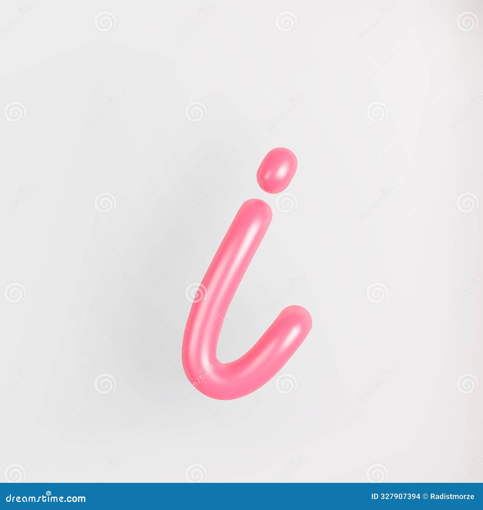 3D Pink Script Lowercase Letter I on Light Background. Cute Cursive ...