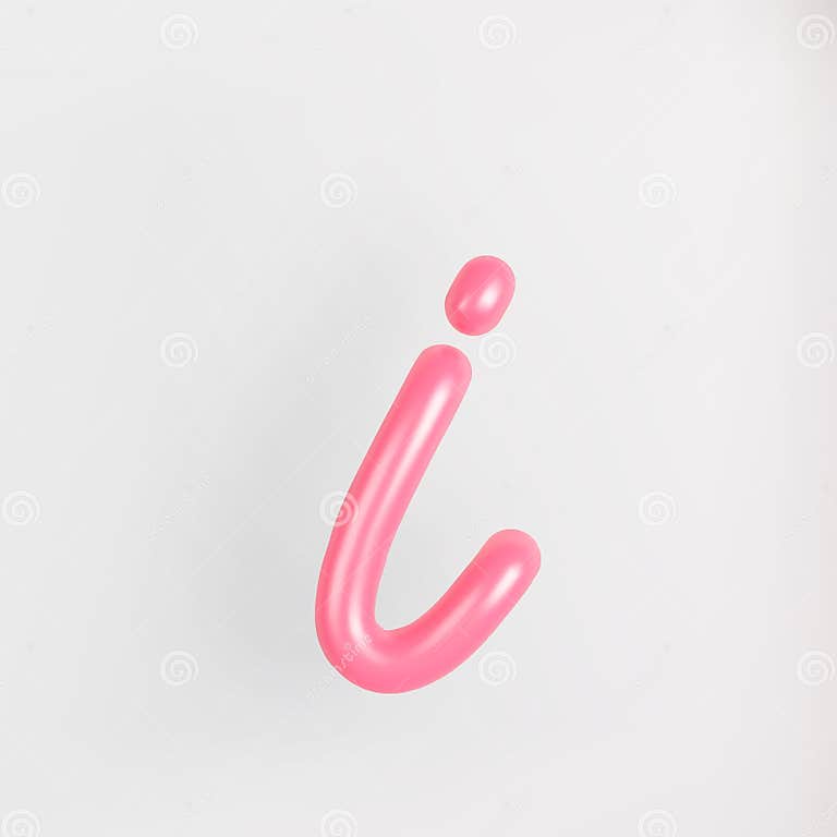 3D Pink Script Lowercase Letter I on Light Background. Cute Cursive ...