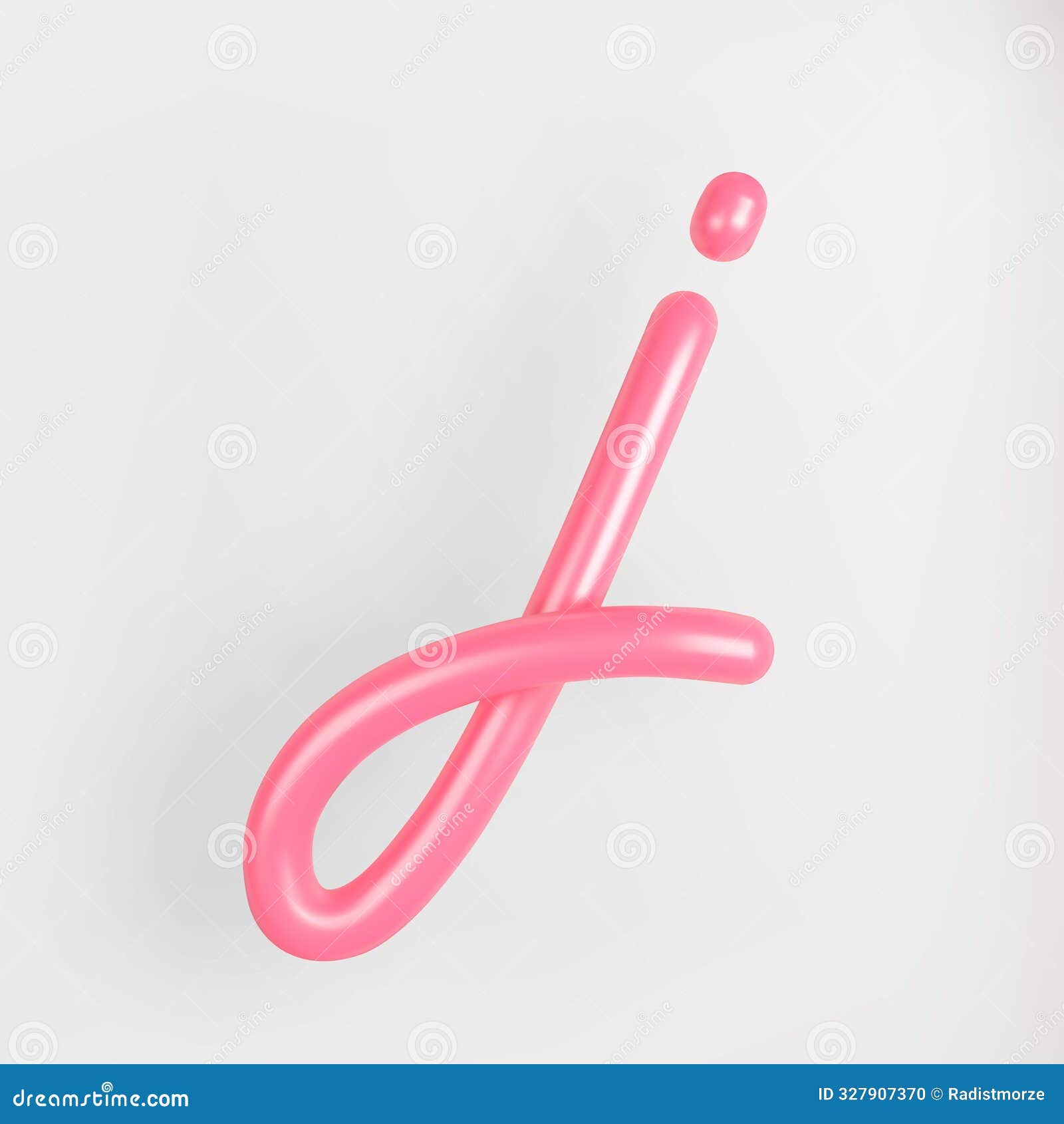 3D Pink Script Lowercase Letter J on Light Background. Cute Cursive ...