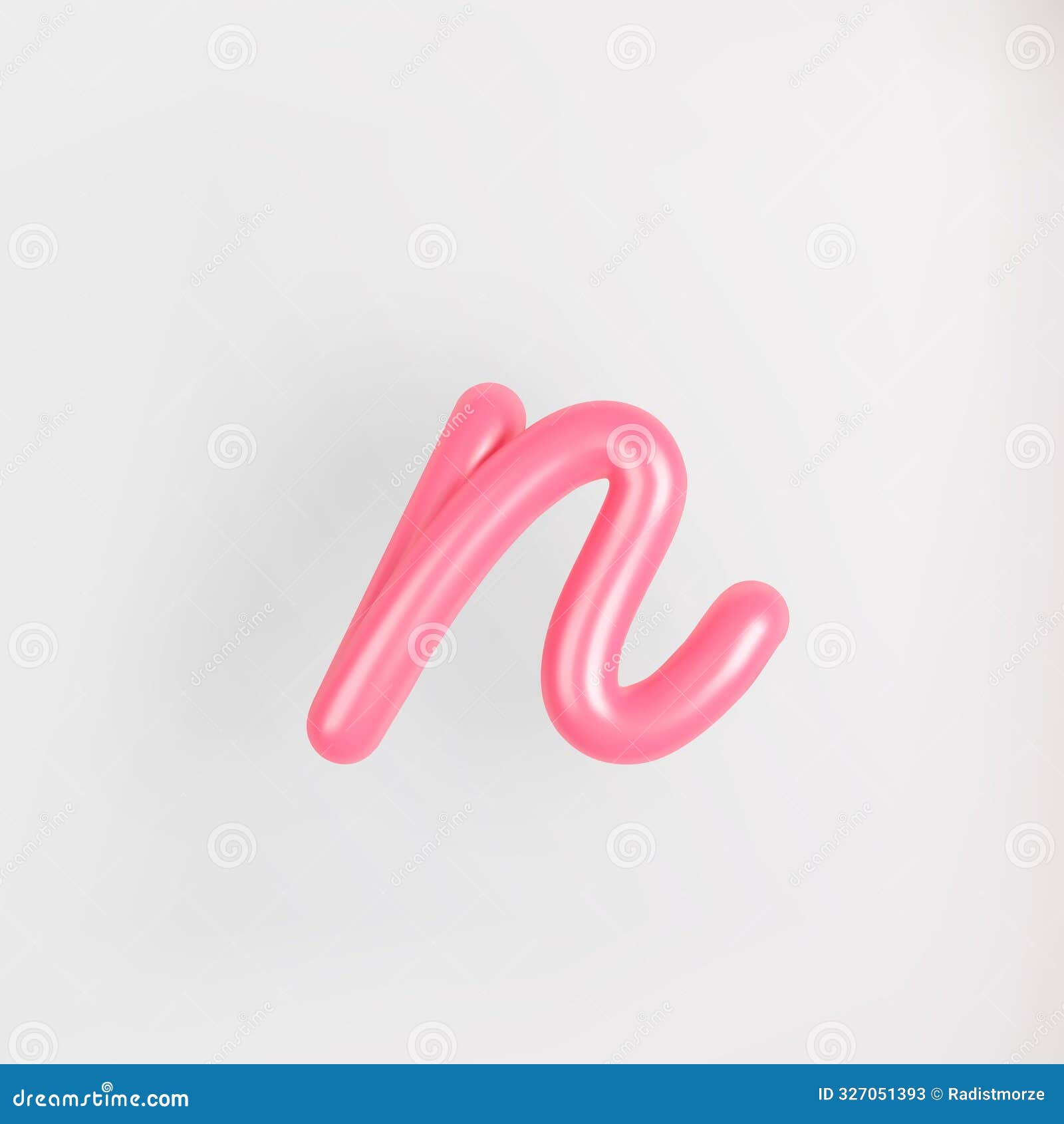 3D Pink Script Lowercase Letter N on Light Background. Cute Cursive ...