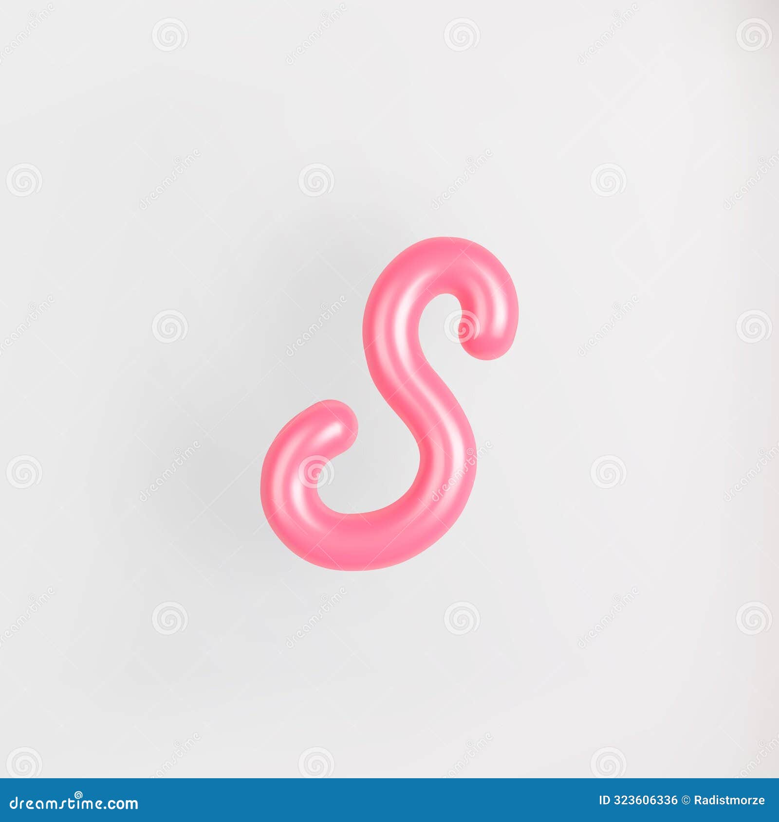 3D Pink Script Lowercase Letter S on Light Background. Cute Cursive ...