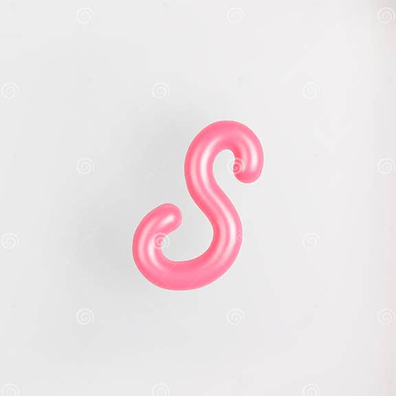 3D Pink Script Lowercase Letter S on Light Background. Cute Cursive ...