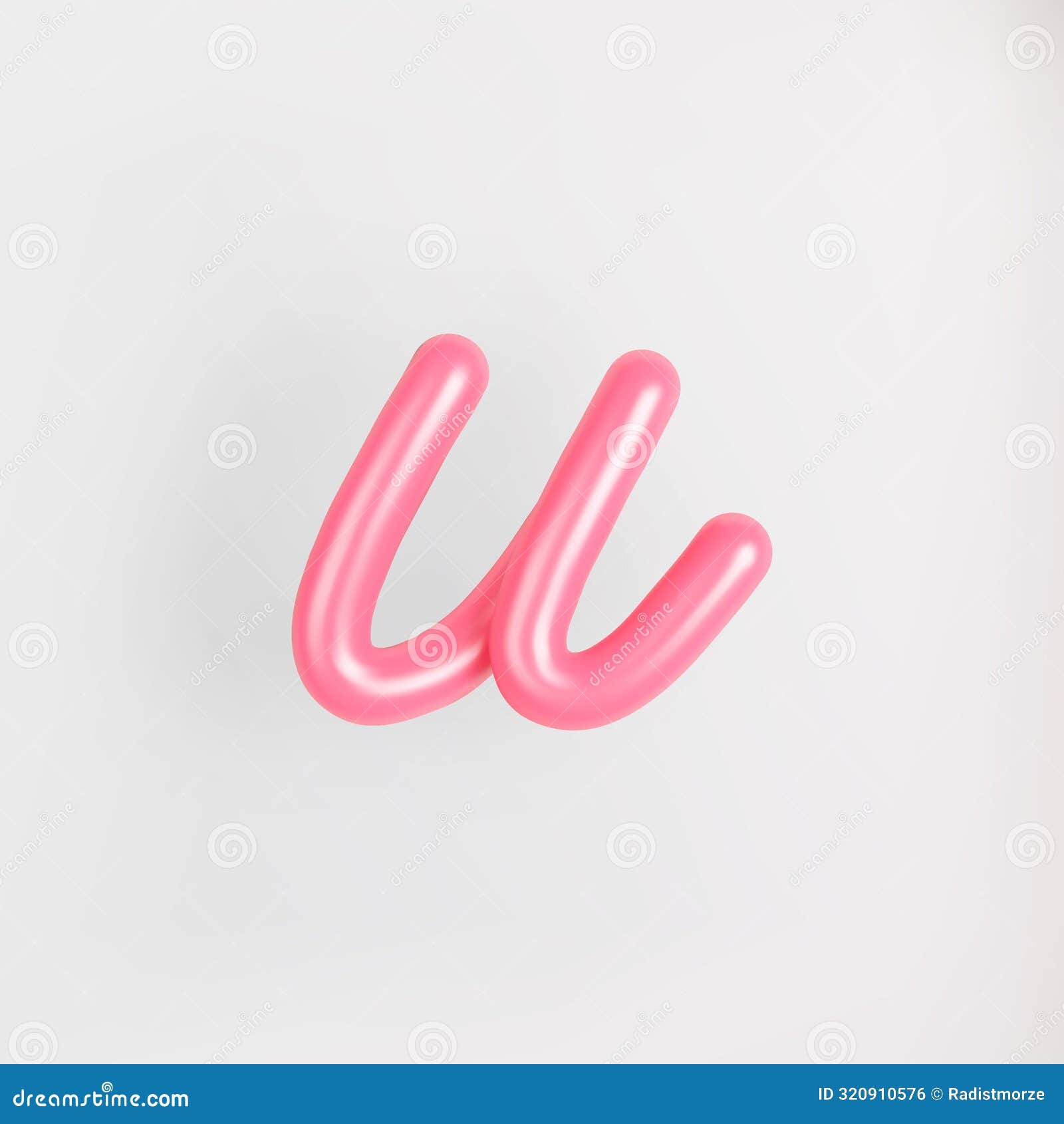 3D Pink Script Lowercase Letter U on Light Background. Cute Cursive ...