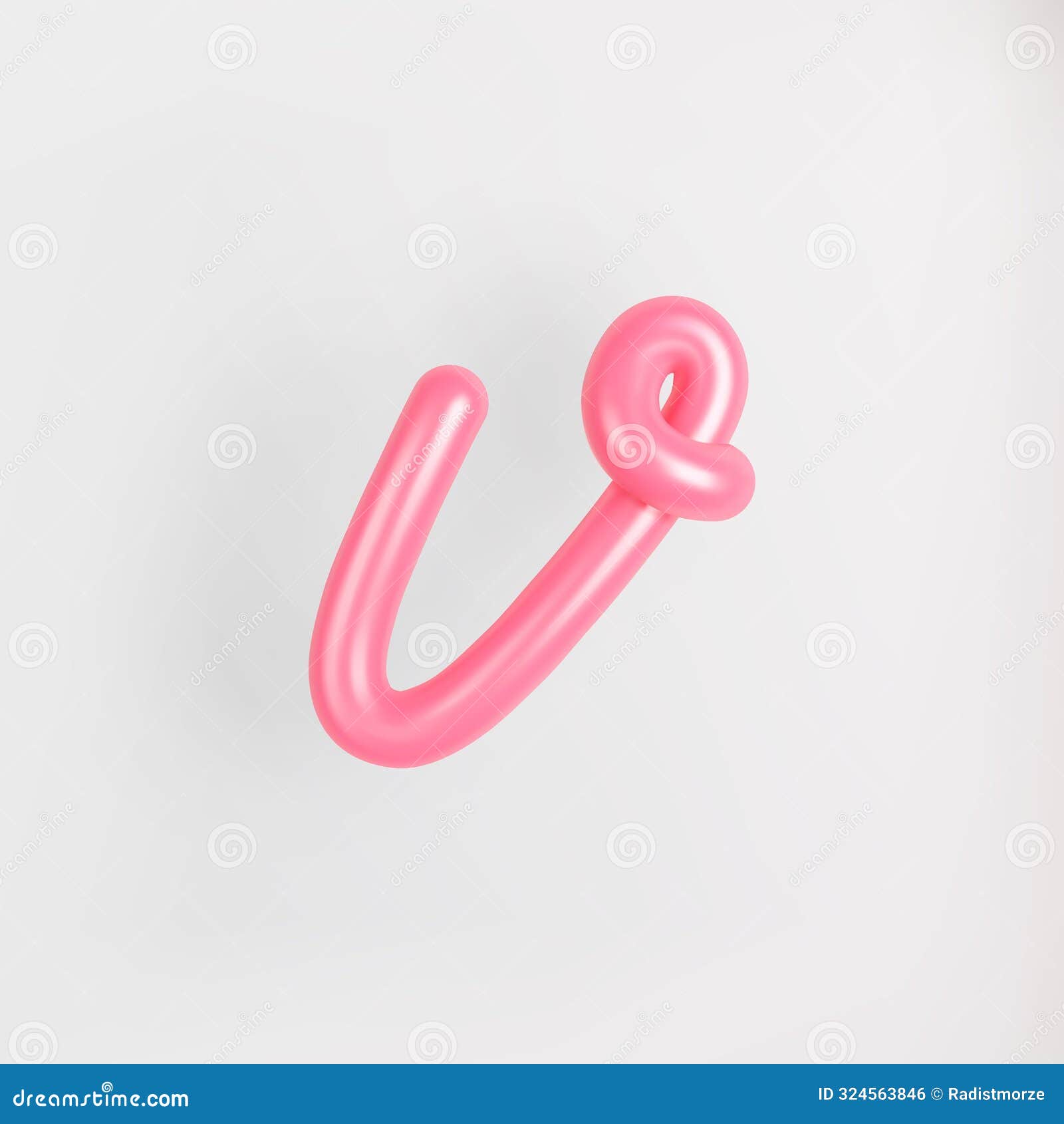 3D Pink Script Lowercase Letter V on Light Background. Cute Cursive ...