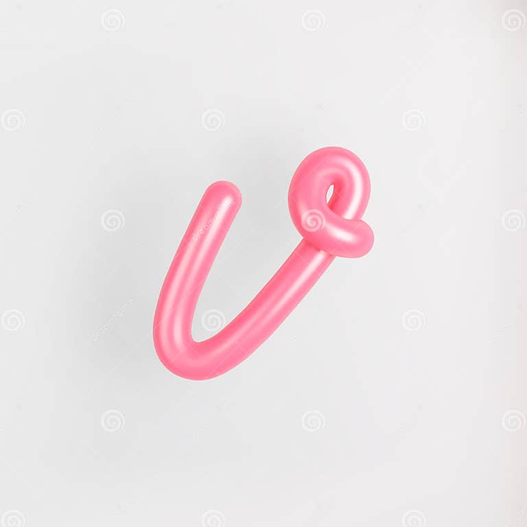 3D Pink Script Lowercase Letter V on Light Background. Cute Cursive ...