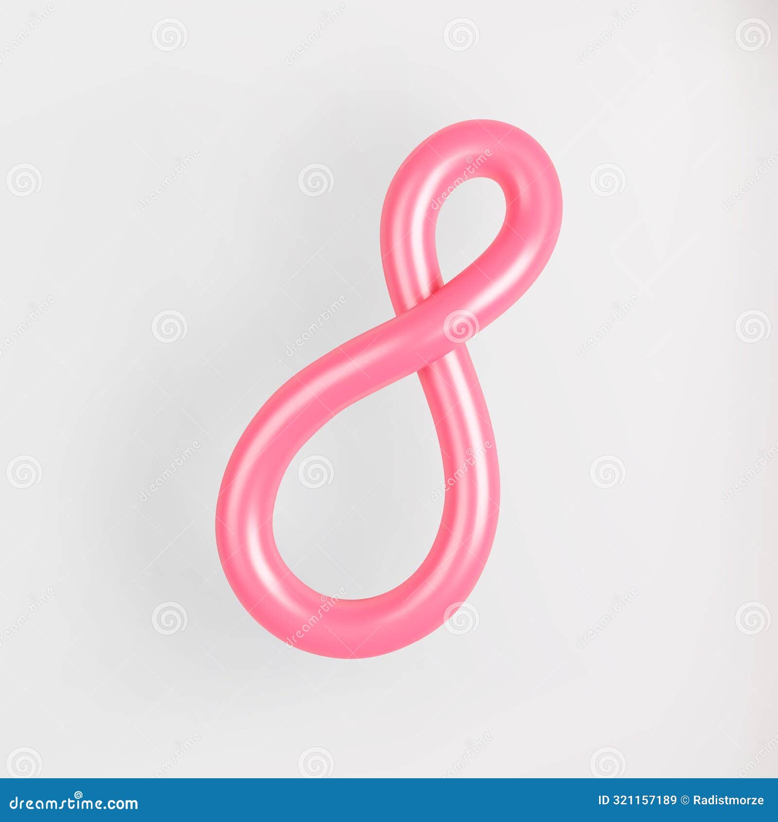 3D Pink Script Number 8 on Light Background. Cute Cursive Bubble ...
