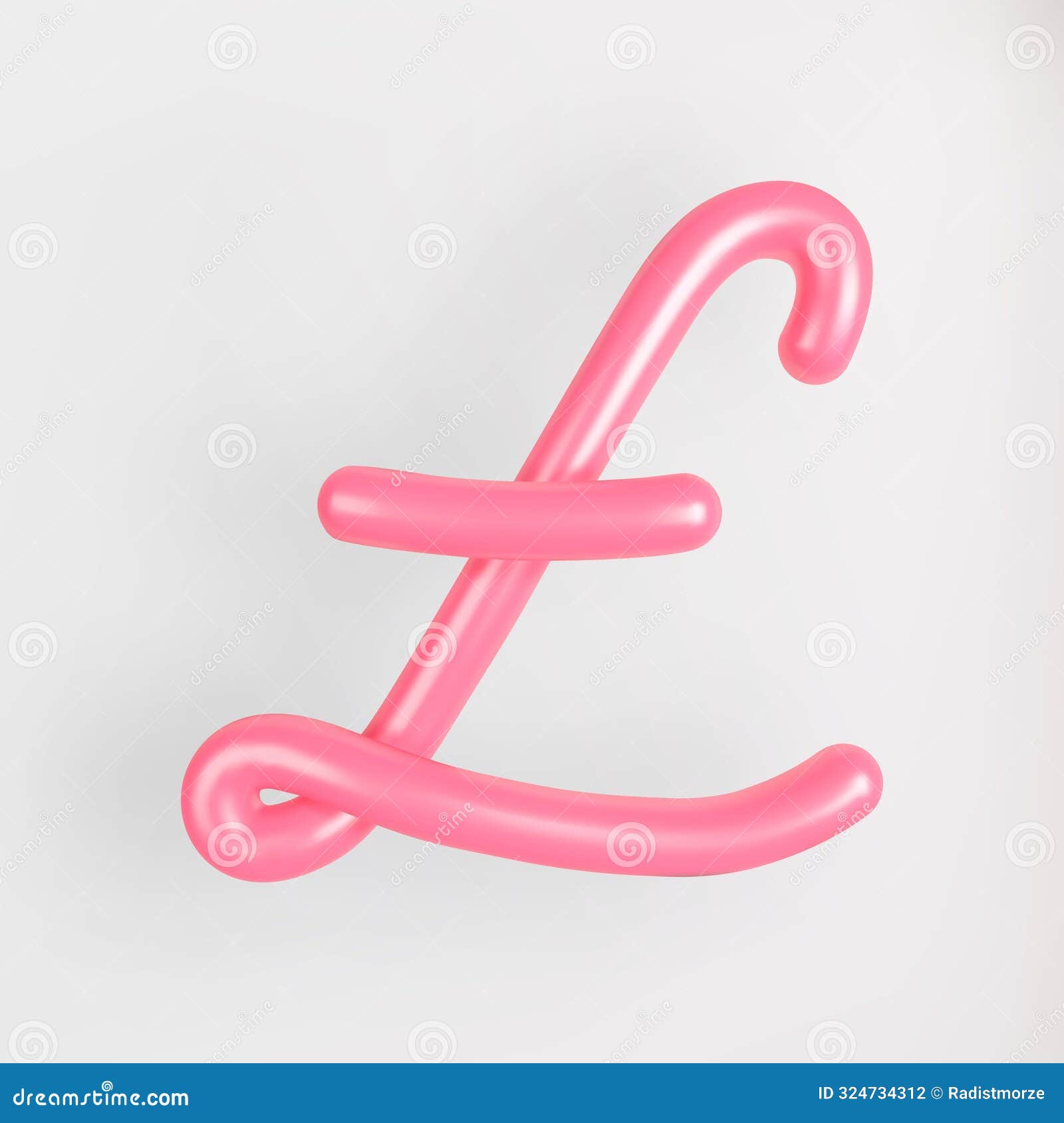 3D Pink Script Pound Sterling Sign on Light Background. Cute Cursive ...