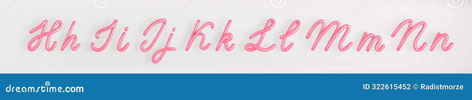 3D Pink Script Set Uppercase and Lowercase Letter H,J,I,K,L,M,N on ...