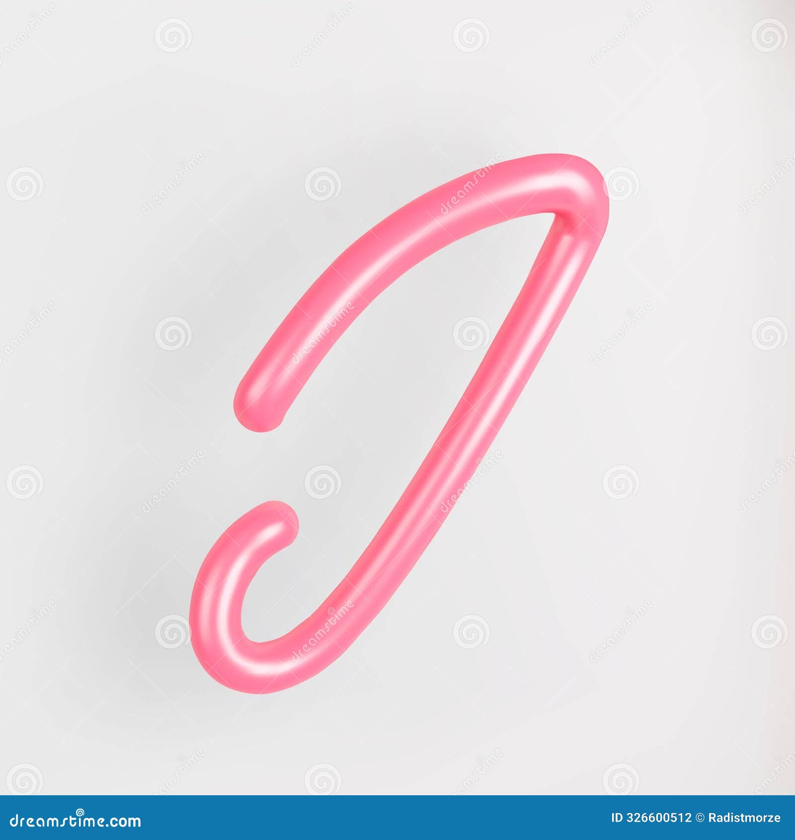 3D Pink Script Uppercase Letter J on Light Background. Cute Cursive ...